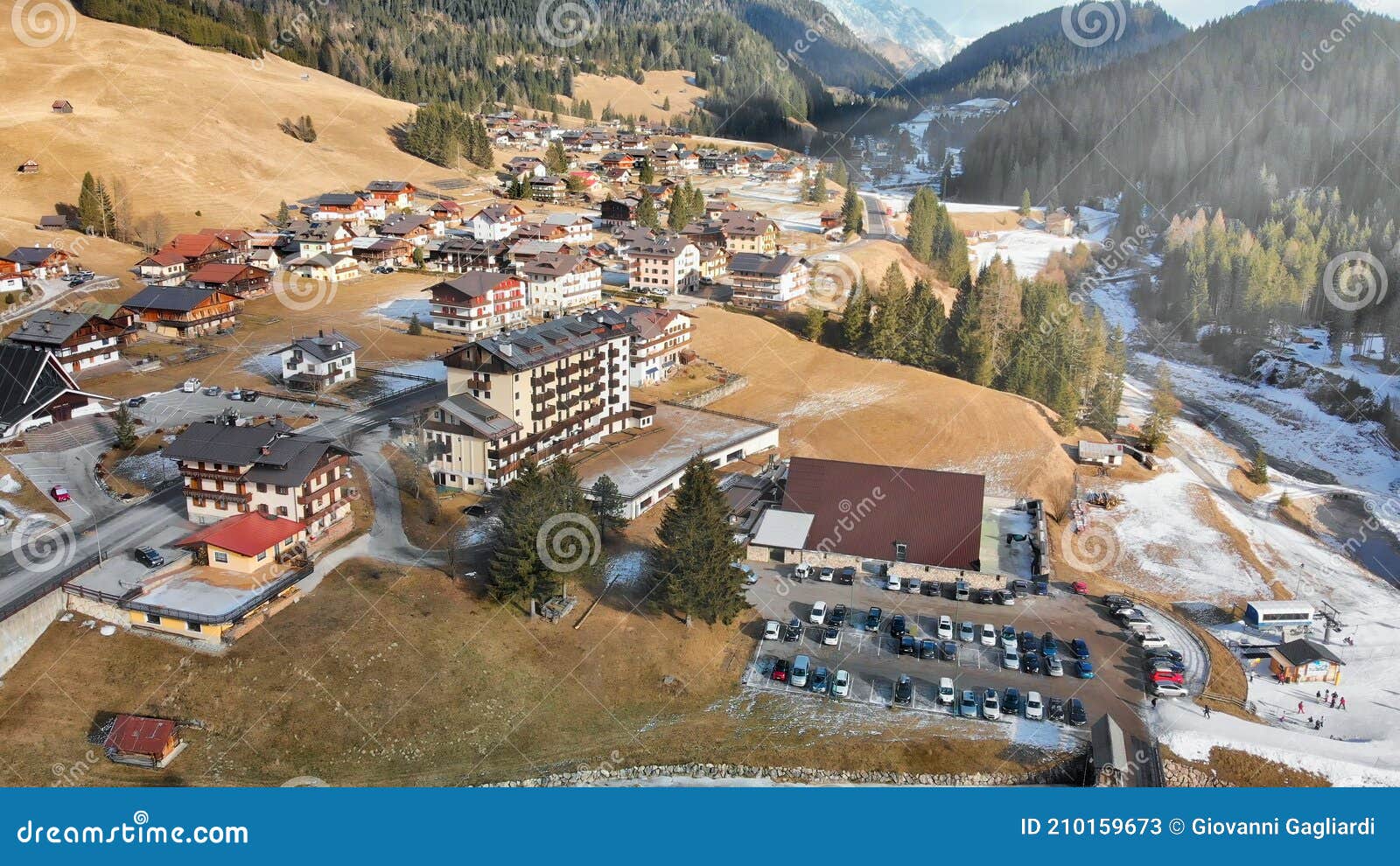 Aerial View of Sappada in Winter Stock Image - Image of sappada ...