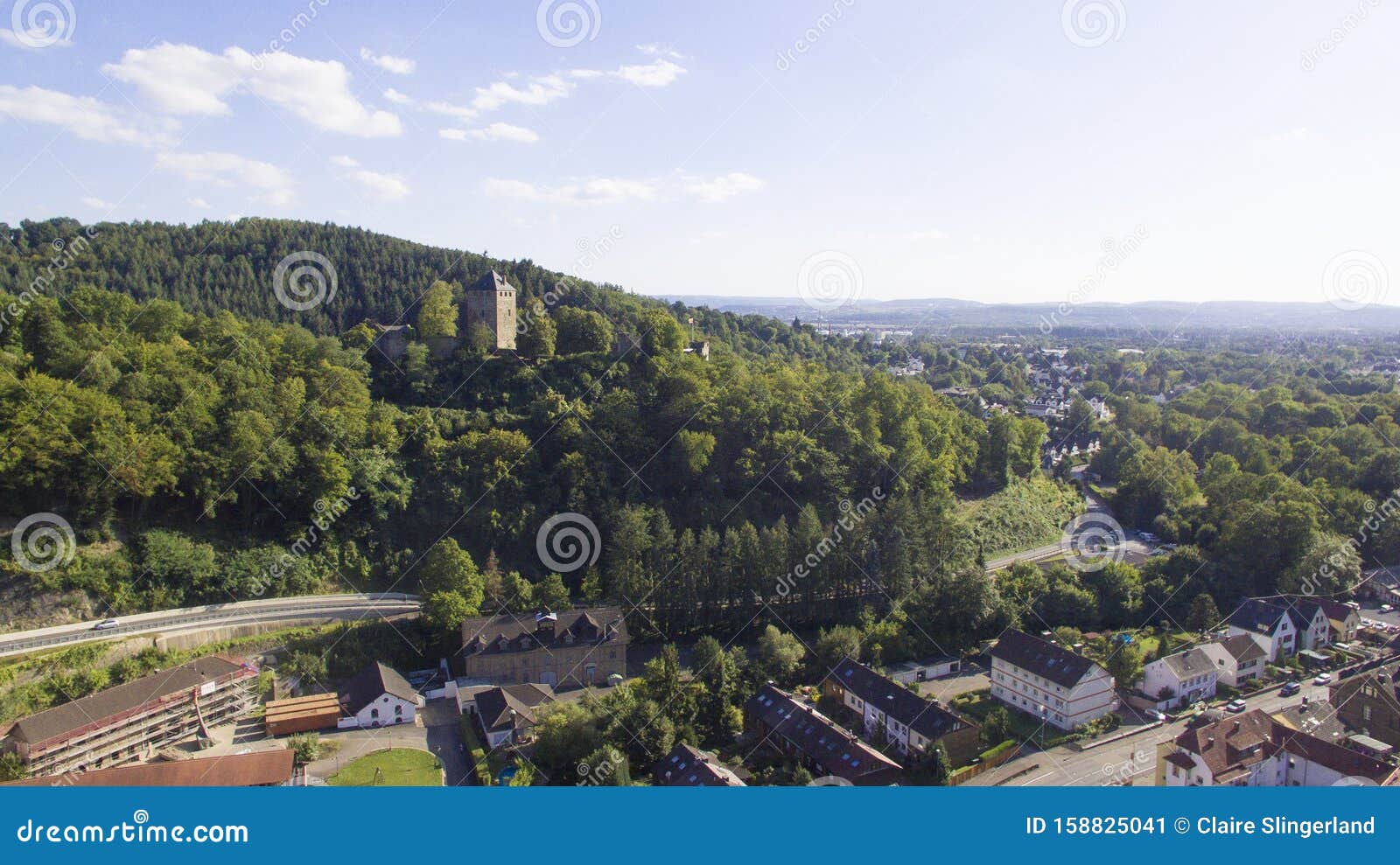 Aerial view on Sayn stock image. Image of panorama, mountain - 158825041