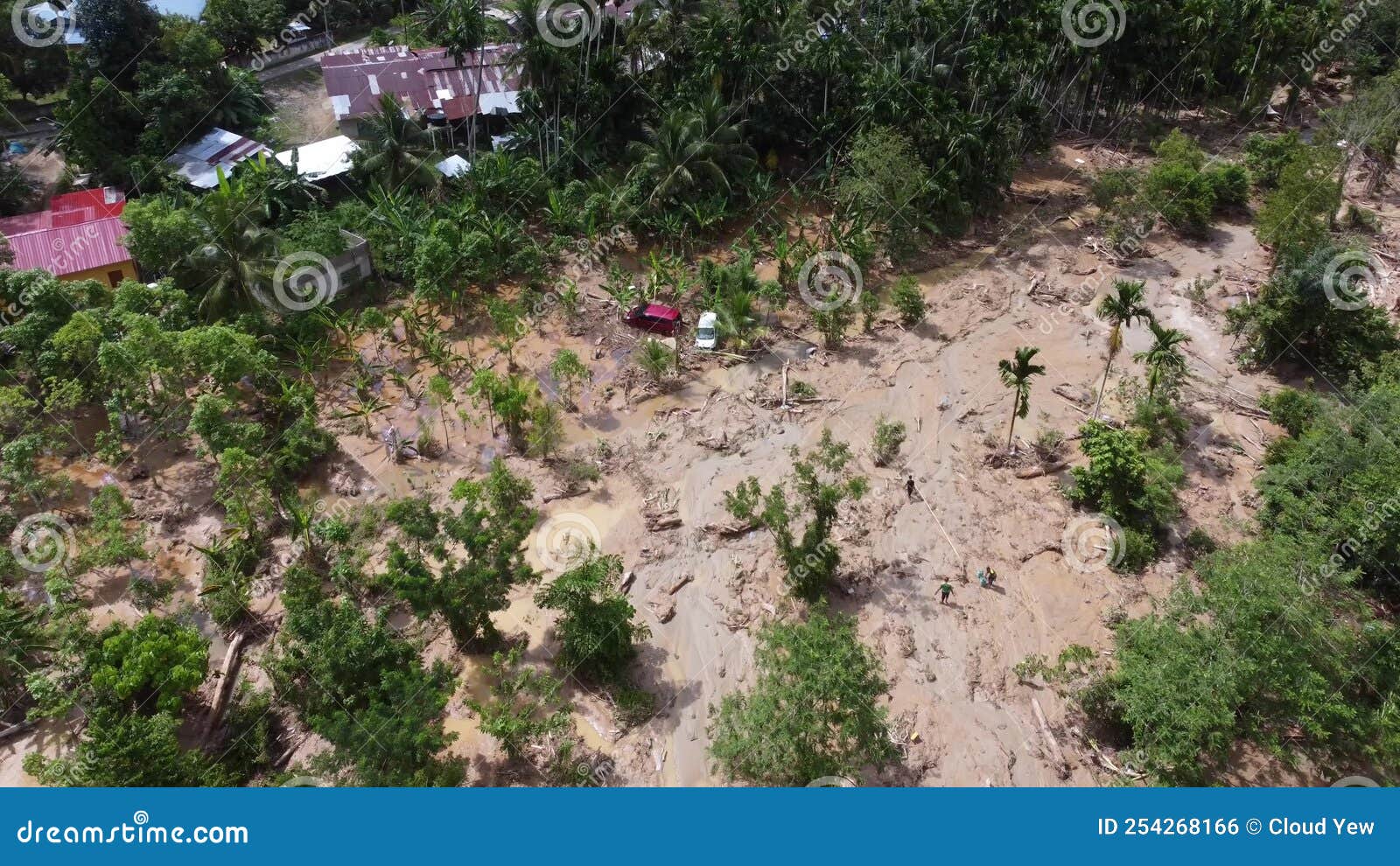 Aerial View the after Scene of Flash Flood Stock Footage - Video of ...