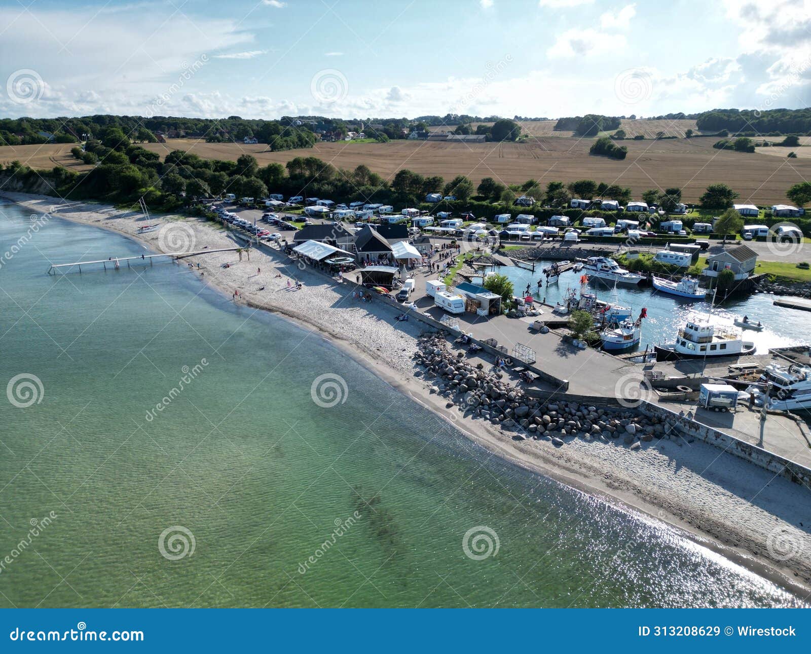 Aerial View of the Scenic Mommark Harbor in Denmark Stock Image - Image ...