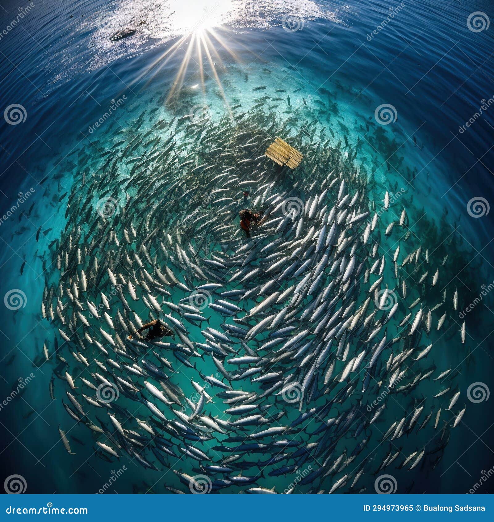 Aerial View of a School of Bait Fish Made with Generative AI ...