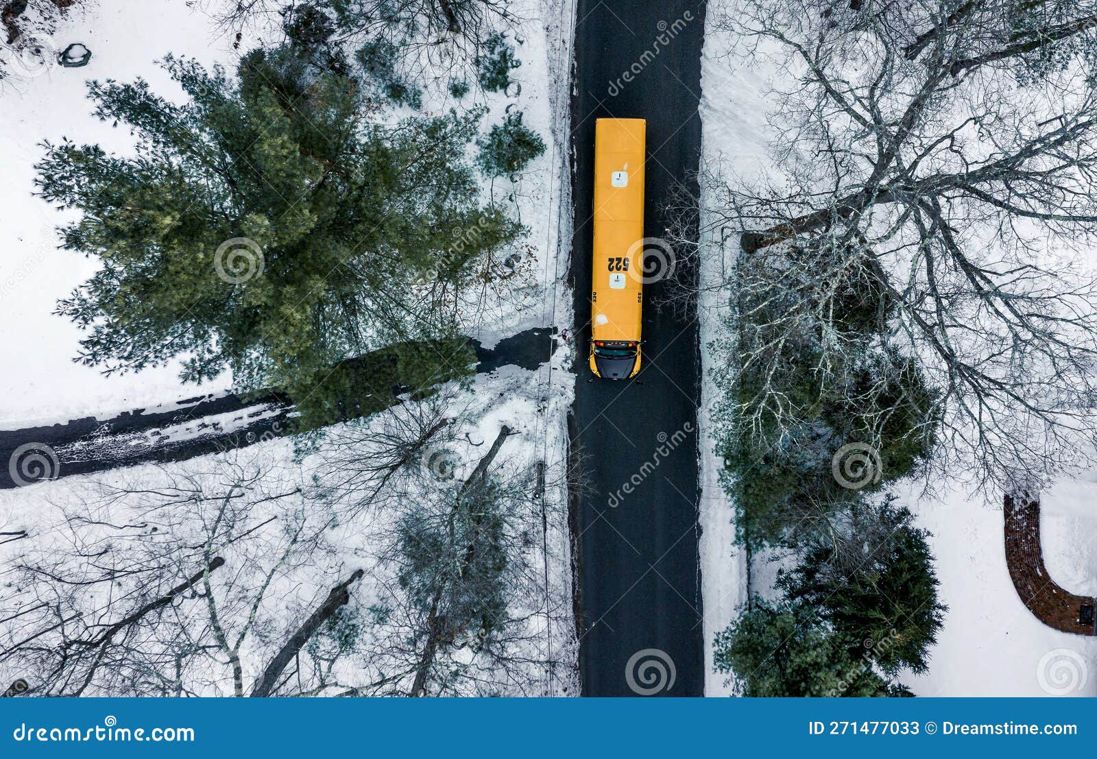 School bus drop off stock image. Image of street, winter - 271477033
