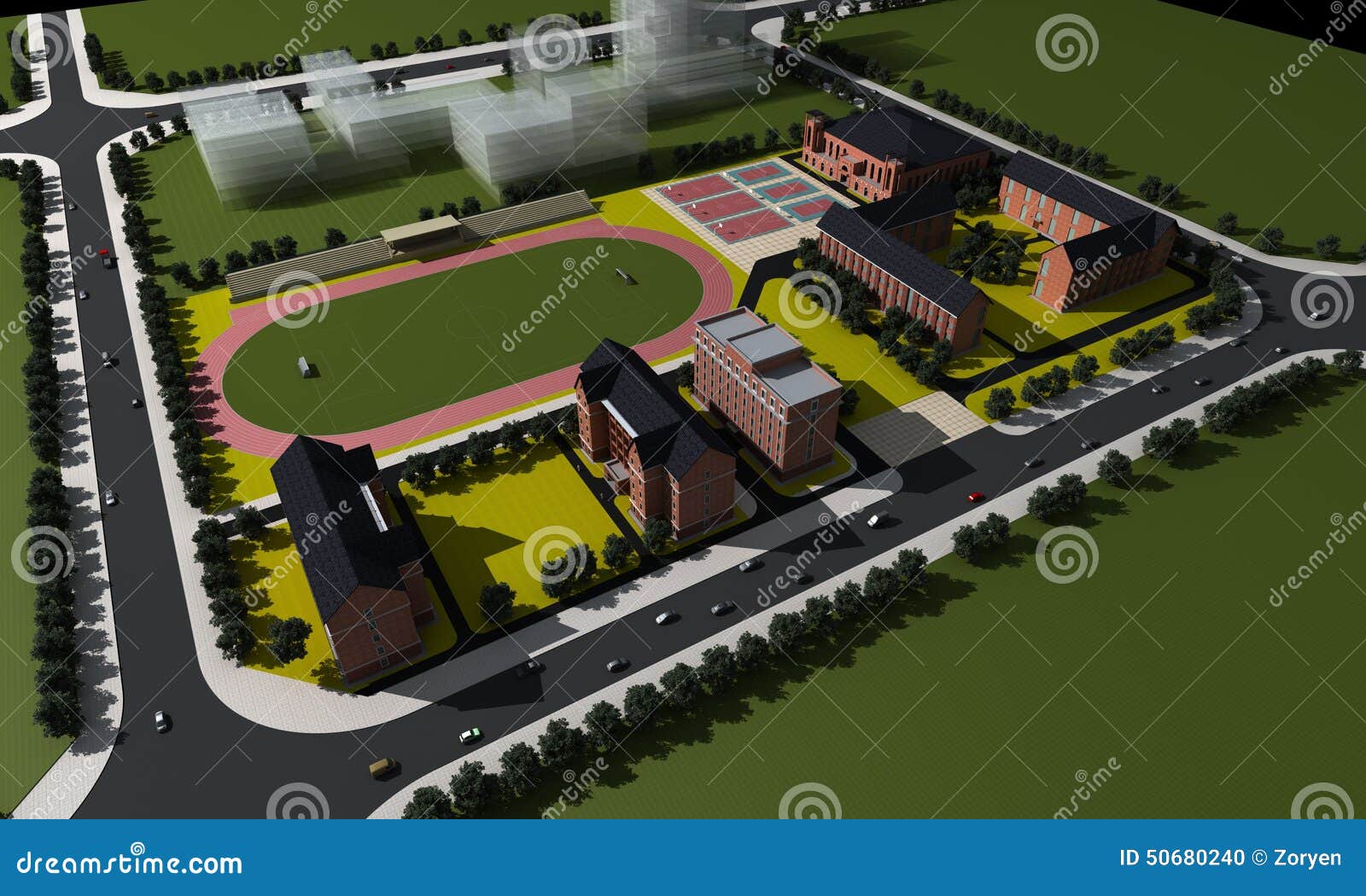 Aerial view of a school stock photo. Image of illustrated - 50680240