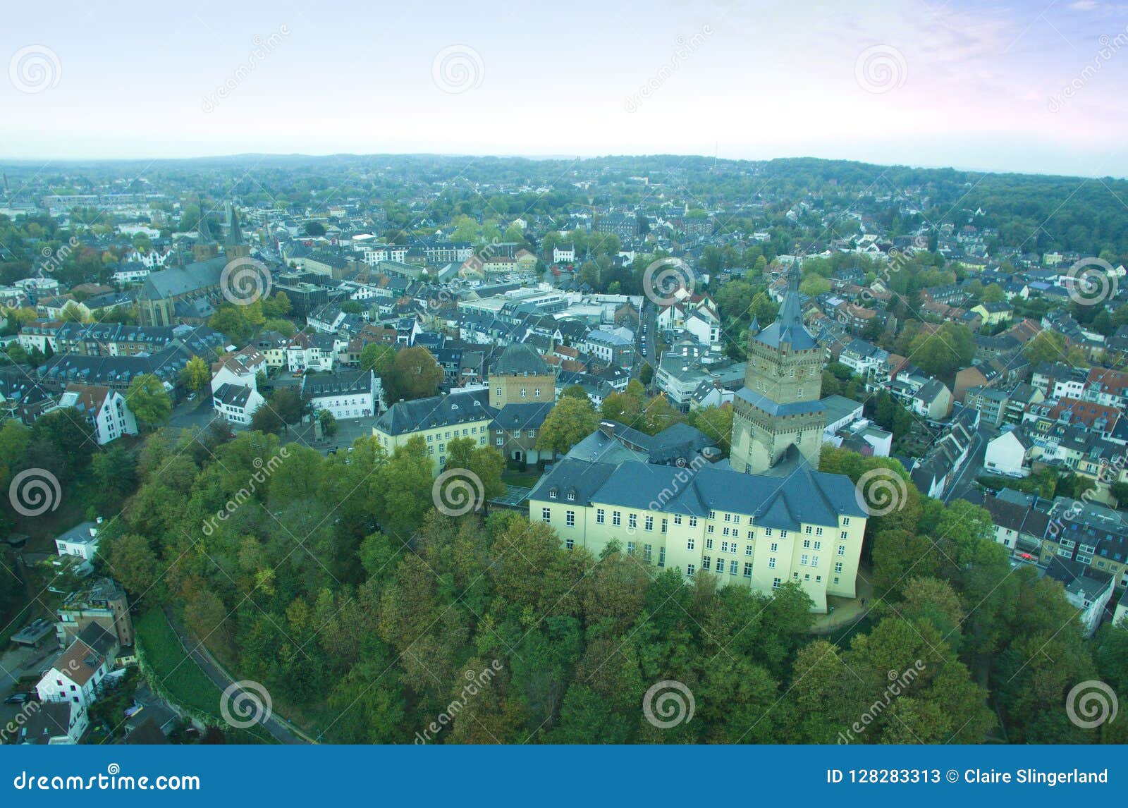 Aerial View on the Schwanenburg Castle Stock Image - Image of hill ...