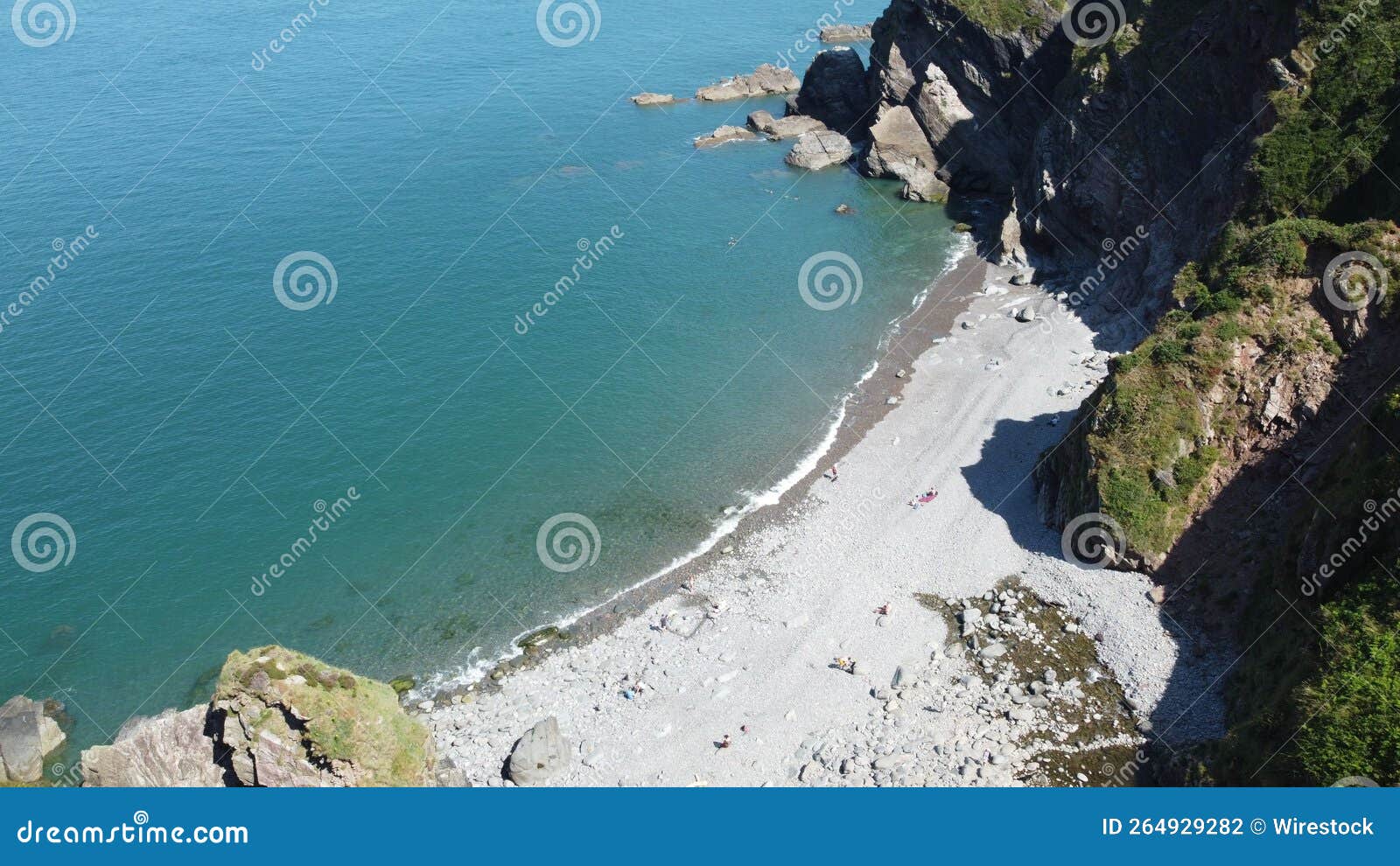 Aerial View of Sea with Greenery Beach Stock Photo - Image of rocks ...