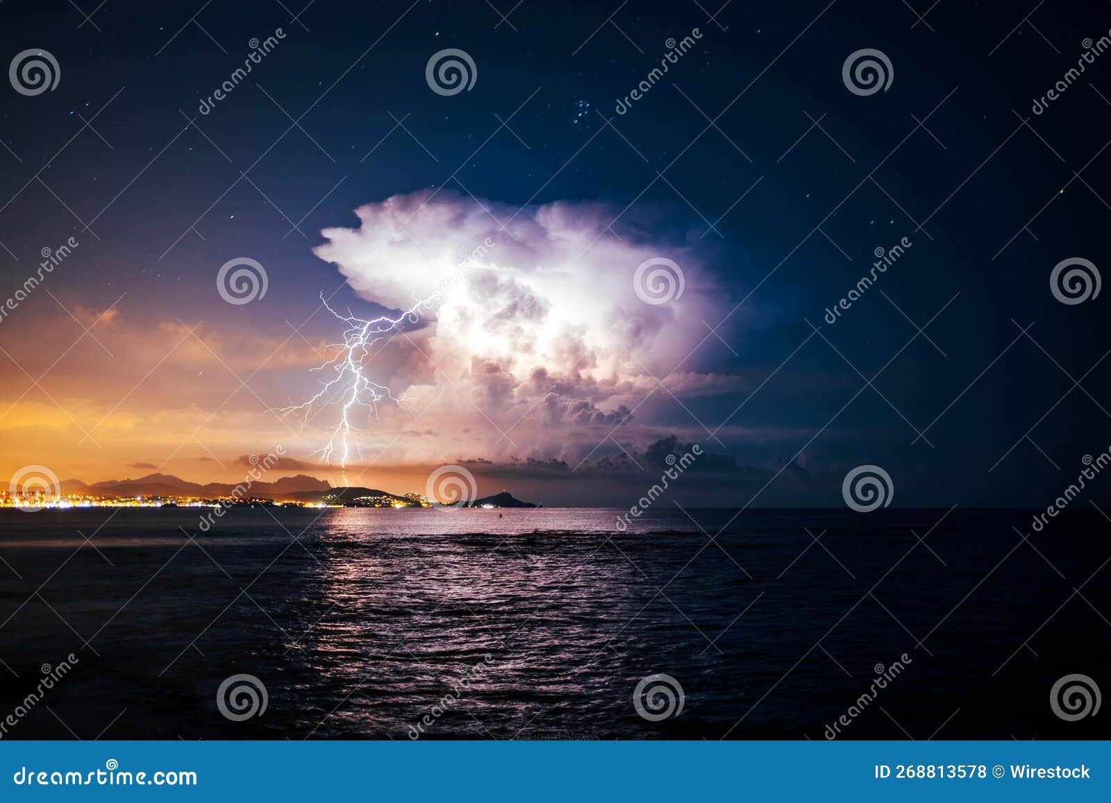 Aerial View of Sea during Lightning Stock Photo - Image of scenic ...