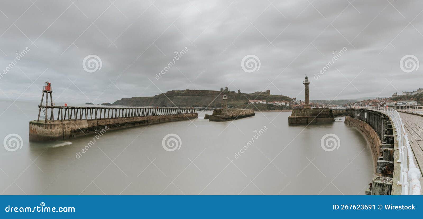 Aerial View of Sea with Seaside Path in Whitby Stock Image - Image of ...