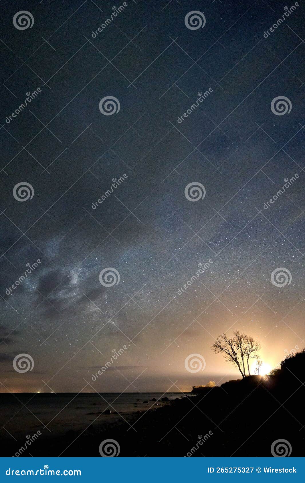 Aerial View of Sea Under Starry Sky during Sunset Stock Image - Image ...