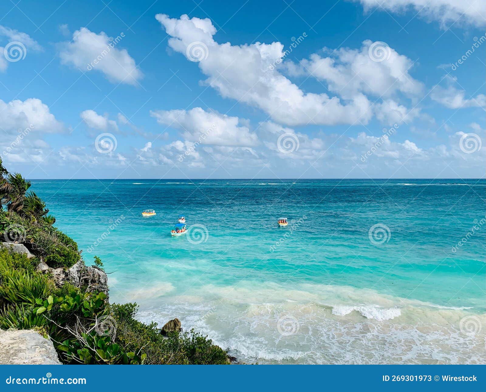 Aerial View of Sea Waves Breaking Greenery Beach Stock Image - Image of ...