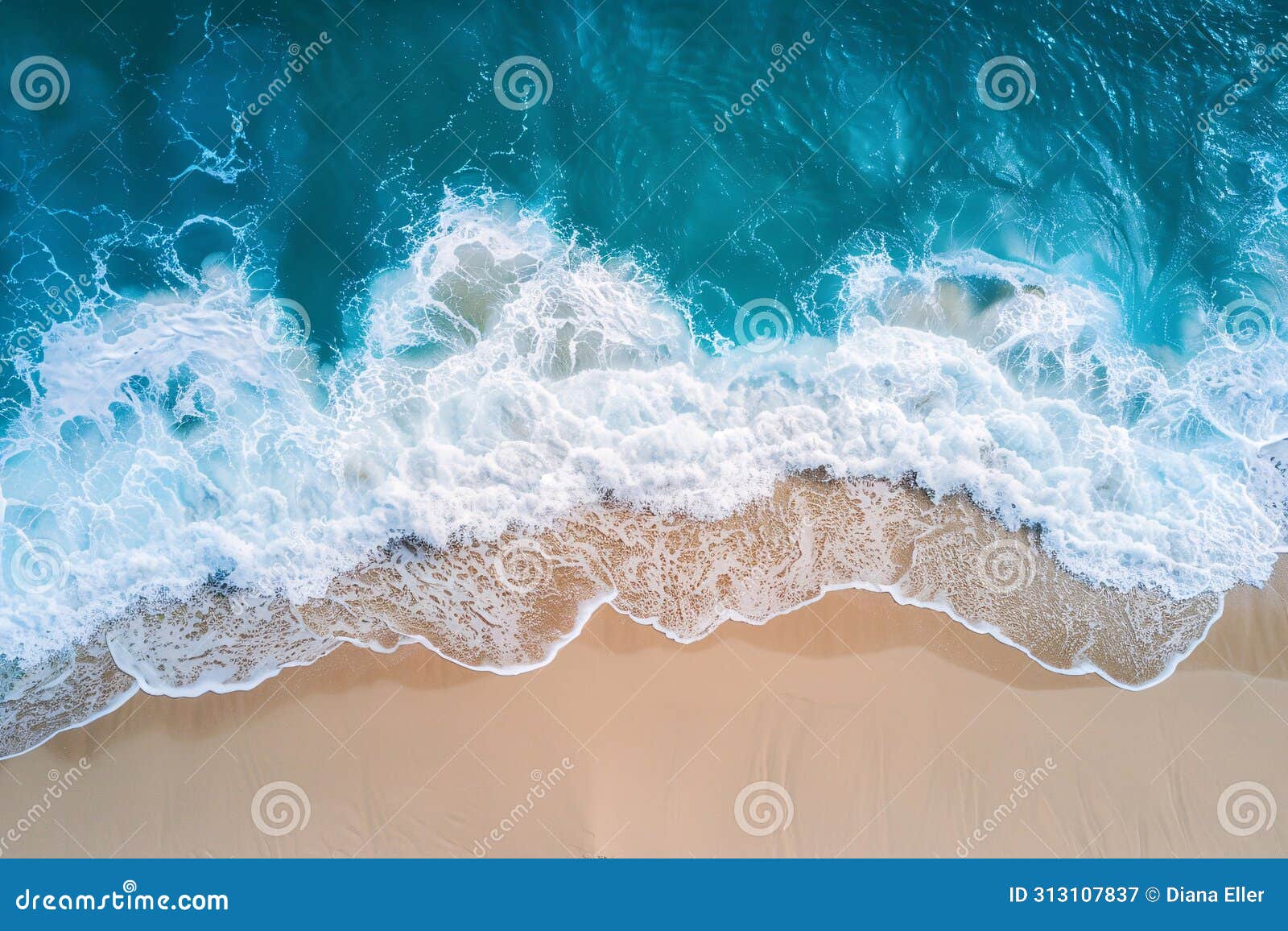 Aerial View of Sea Waves on Tropical Beach Stock Illustration ...