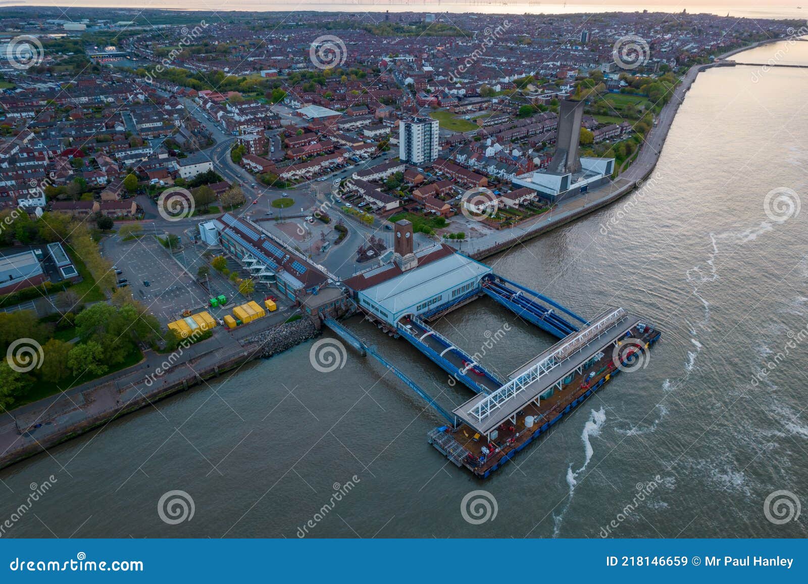 Aerial View of the Seacombe Ferry Terminal on the Wirral Stock Image ...