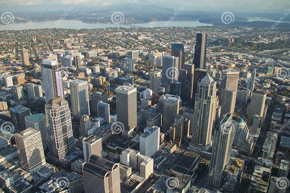 Aerial View - Seattle Downtown Stock Image - Image of landmark ...