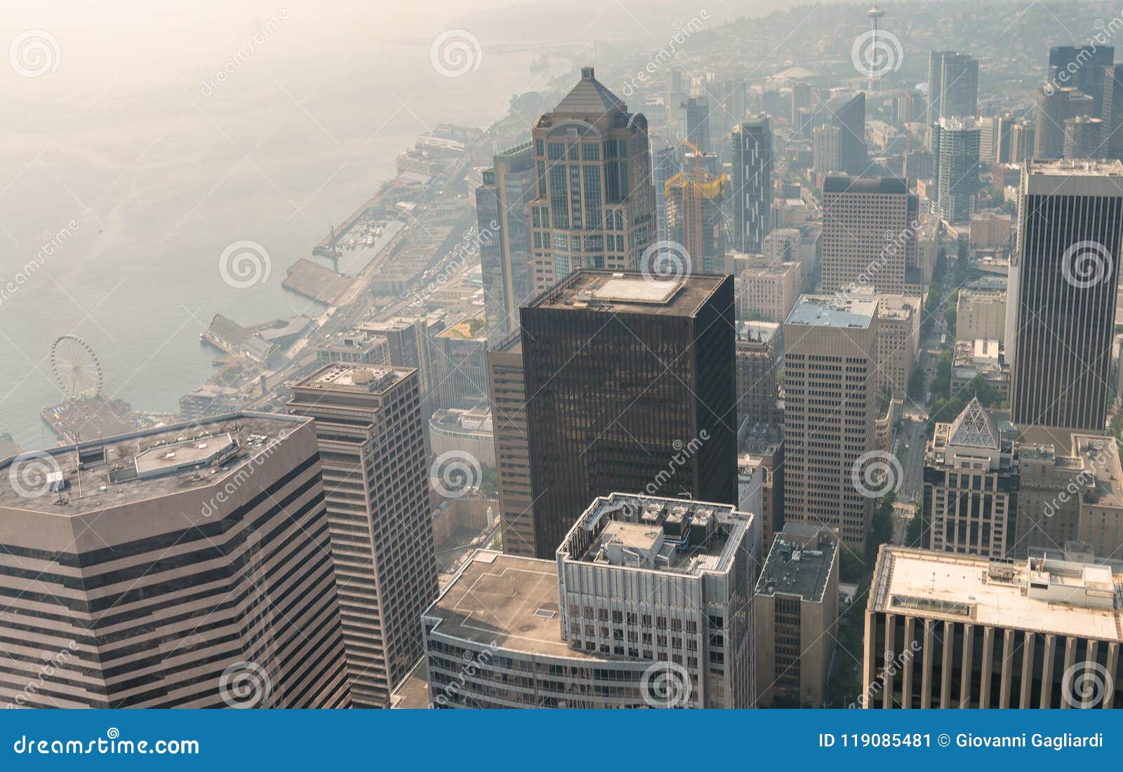 Aerial View of Seattle Skyscrapers, WA Stock Image - Image of building ...