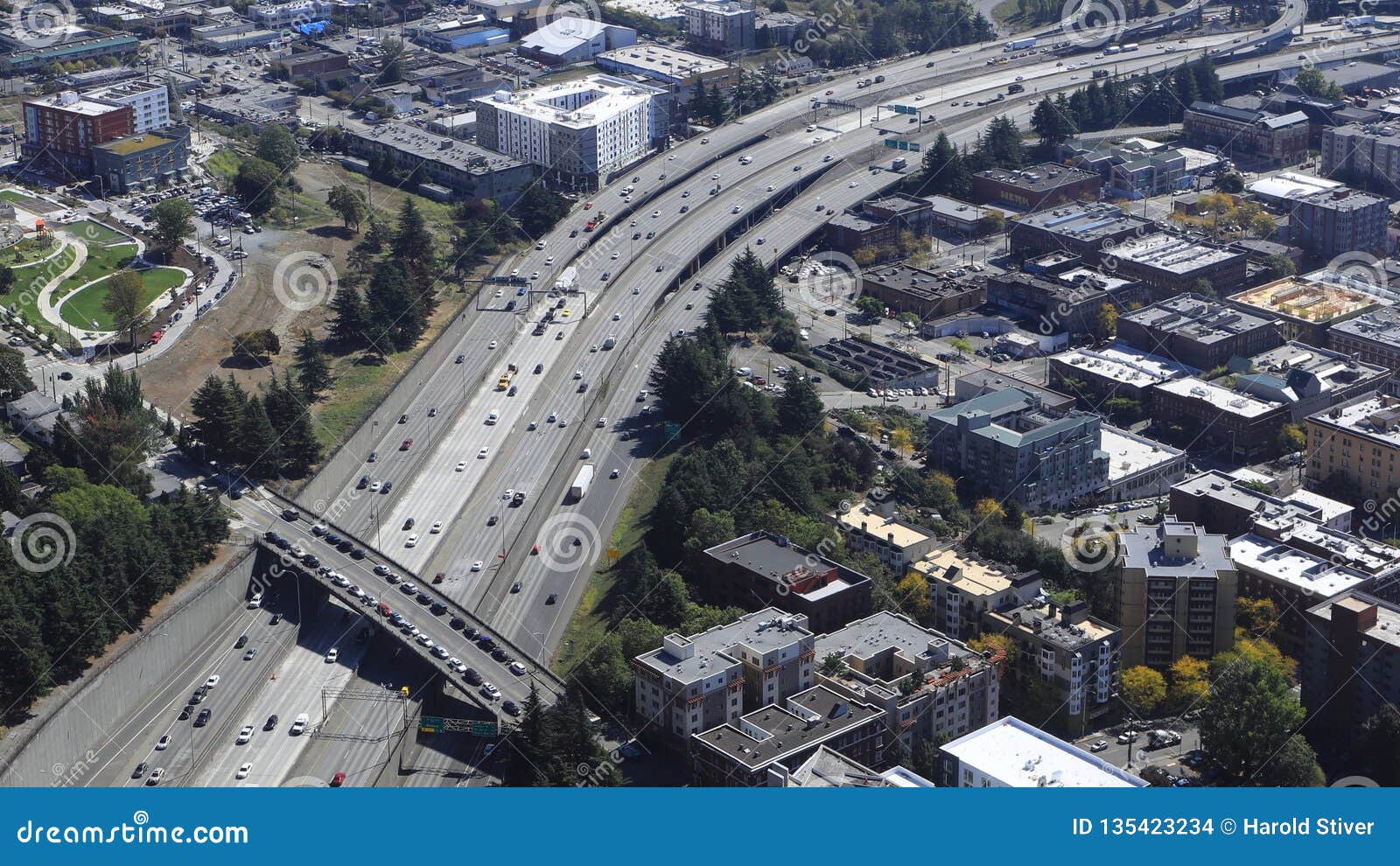 Aerial View of Seattle, Washington Expressway Stock Photo - Image of ...