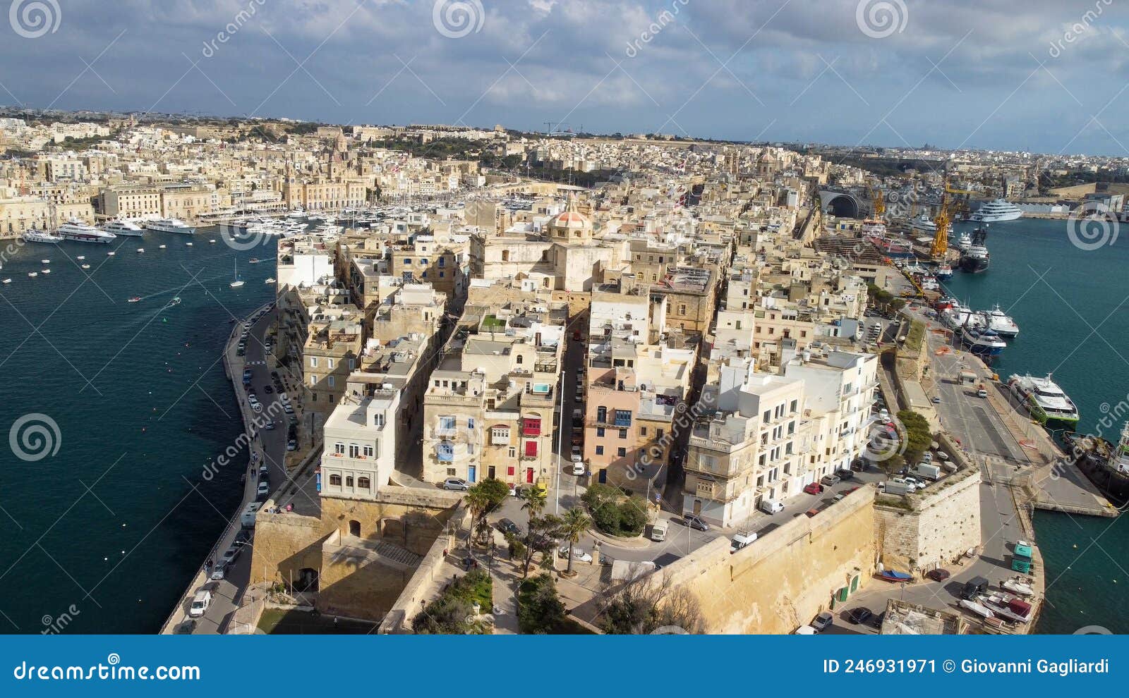 Aerial View of Senglea in Malta Island Stock Image - Image of ...