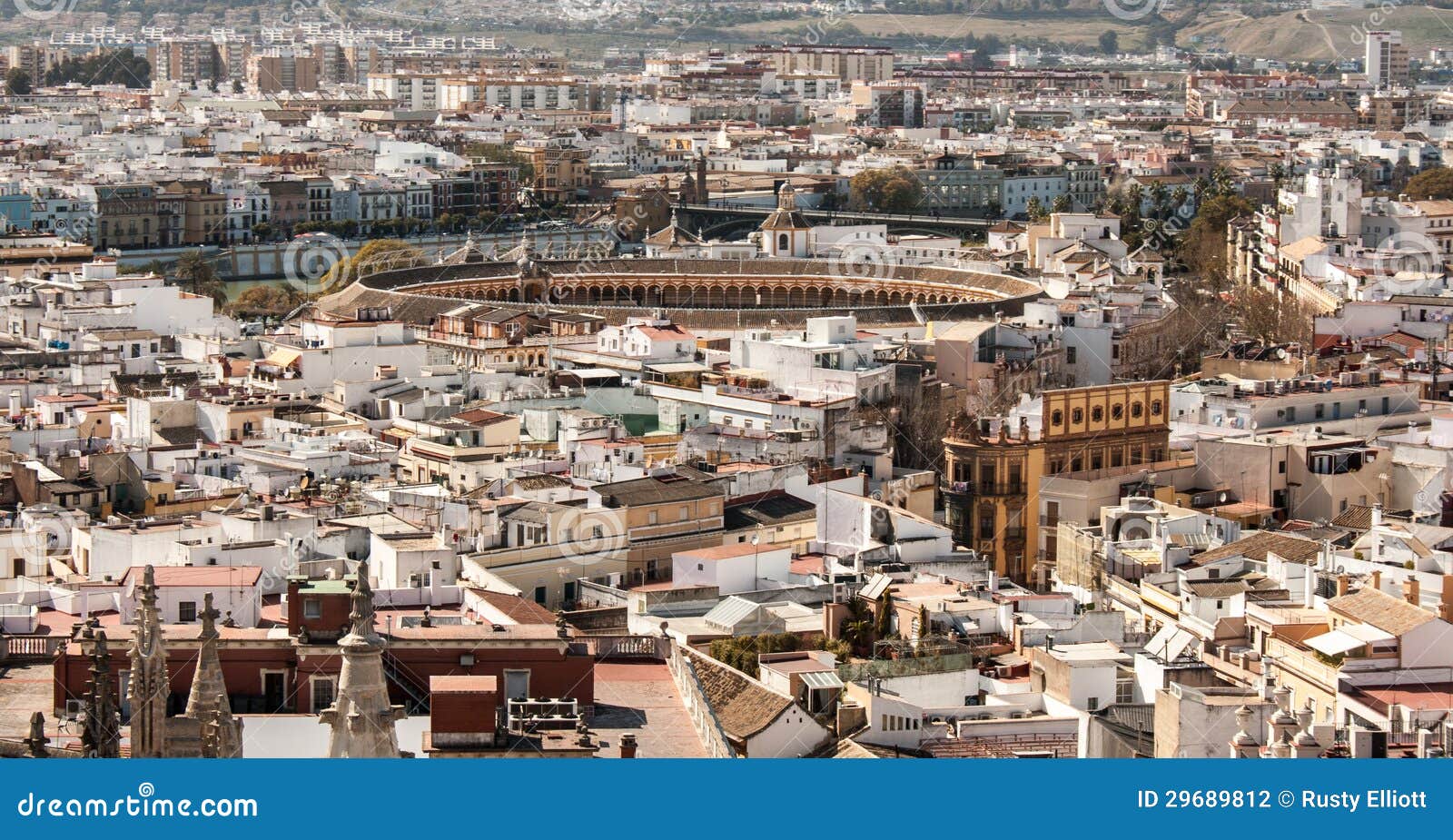 Aerial view of seville stock photo. Image of church, view - 29689812