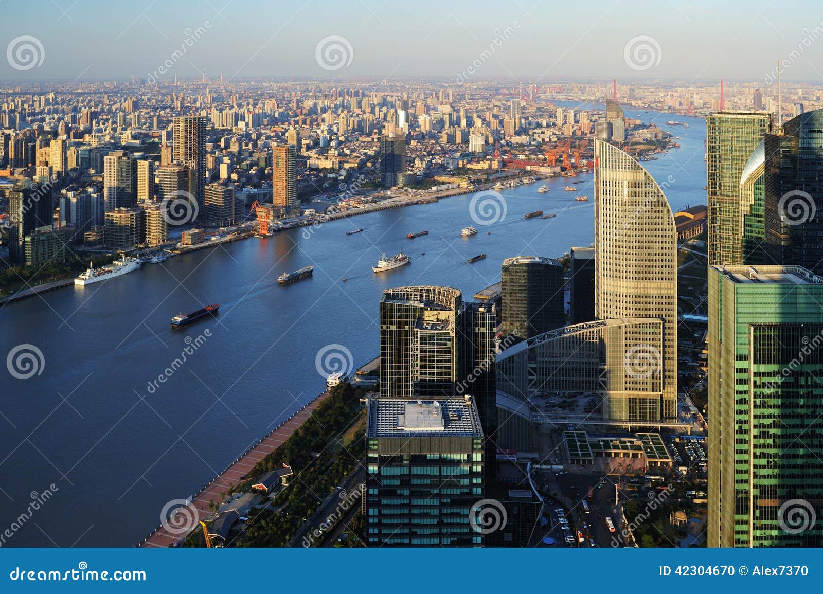 Aerial view of Shanghai stock photo. Image of development - 42304670