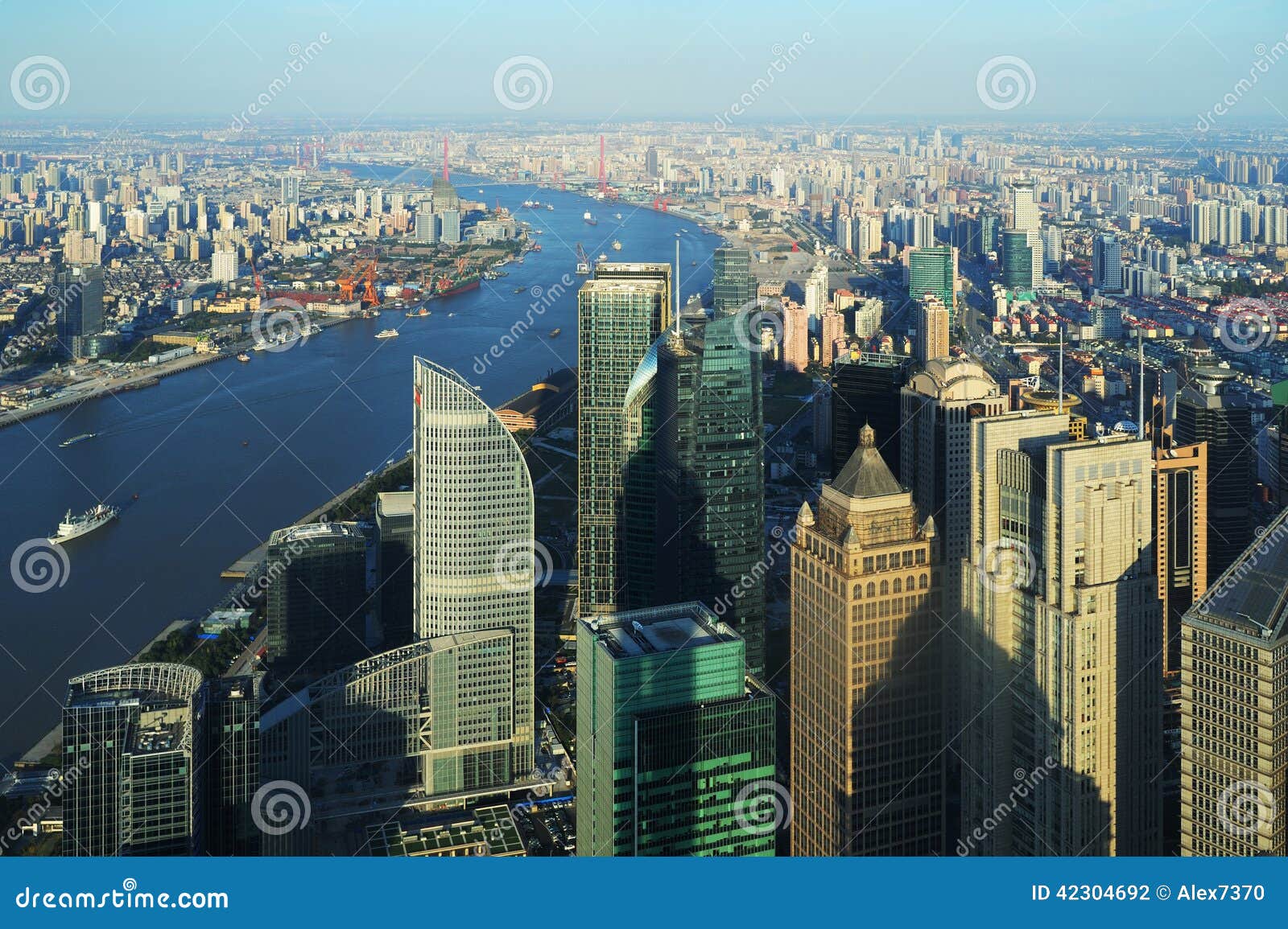Aerial view of Shanghai stock photo. Image of bund, famous - 42304692