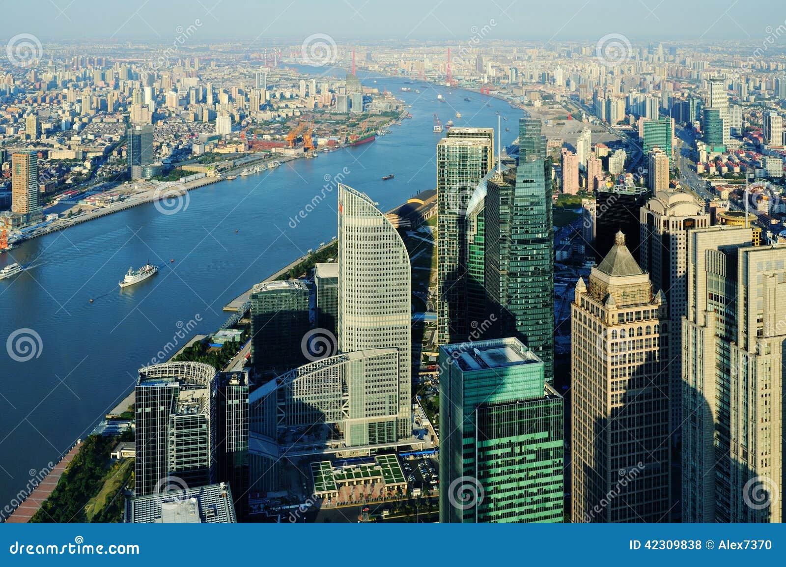 Aerial view of Shanghai stock photo. Image of bund, cityscape - 42309838
