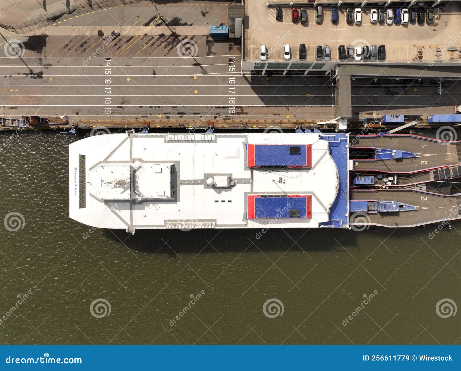 Aerial View of a Ship in the Port Stock Image - Image of transportation ...