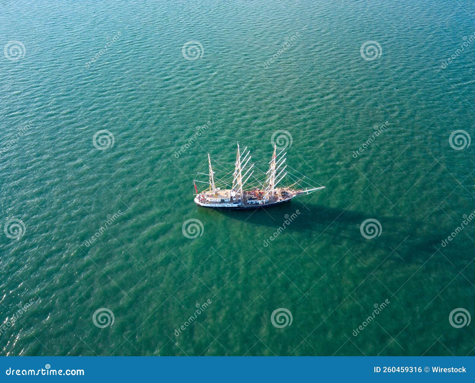 Aerial View of a Ship Sailing in the Ocean Stock Photo - Image of water ...