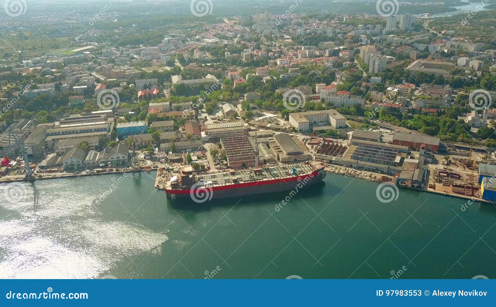 Aerial View of a Ship Under Construction at the Shipyard Stock Image ...