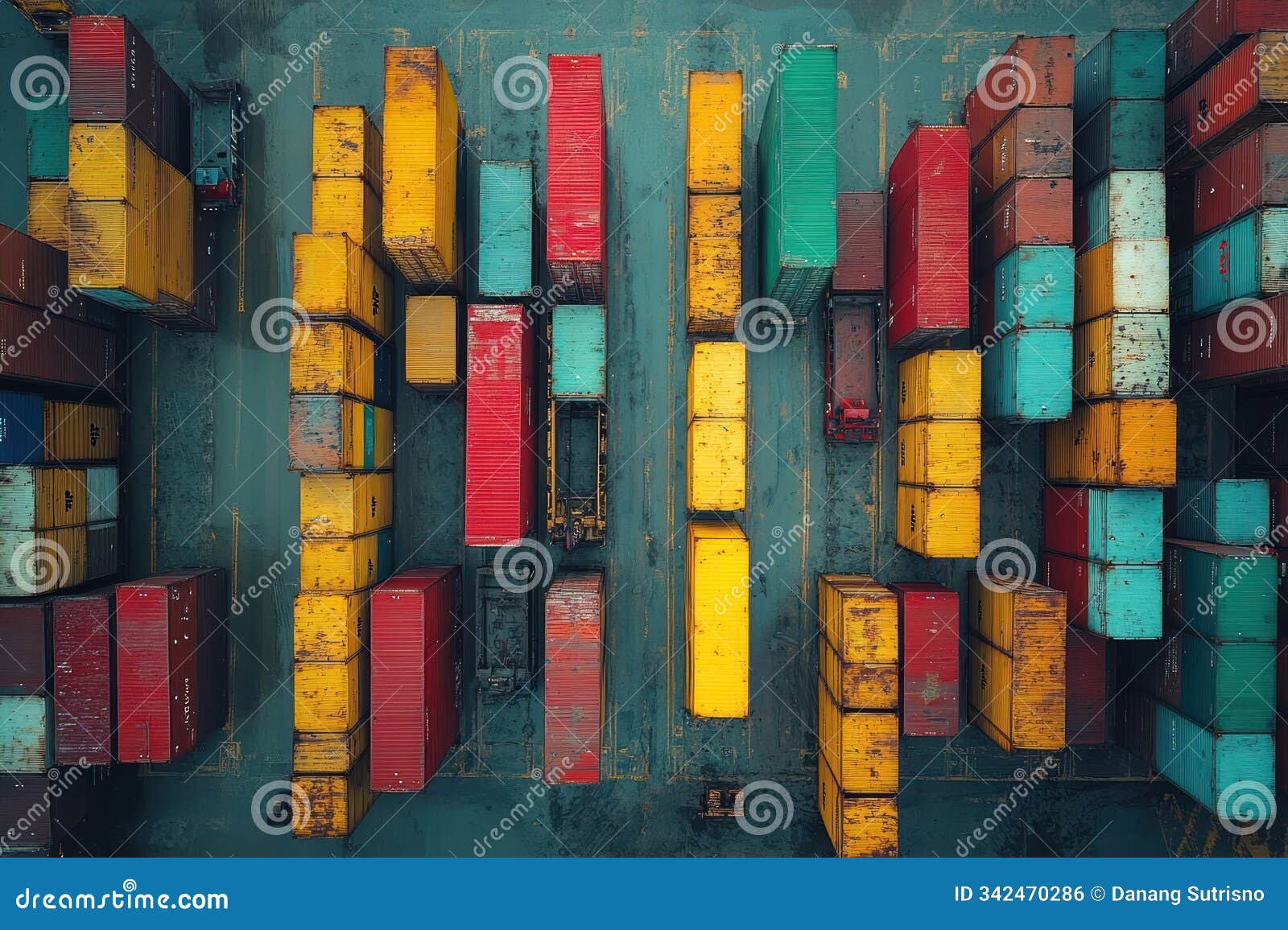 Aerial View of a Shipping Container Yard with Multiple Containers ...