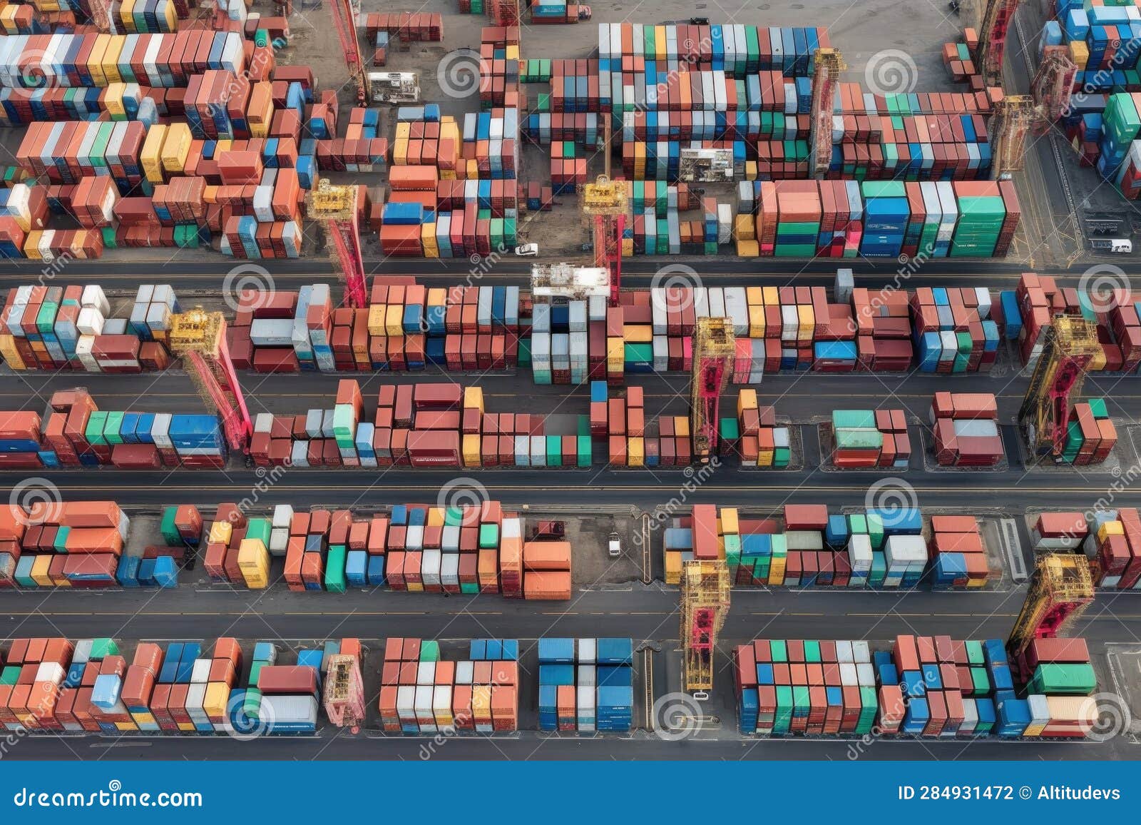 Aerial View of Shipping Containers at Port Stock Photo - Image of ...
