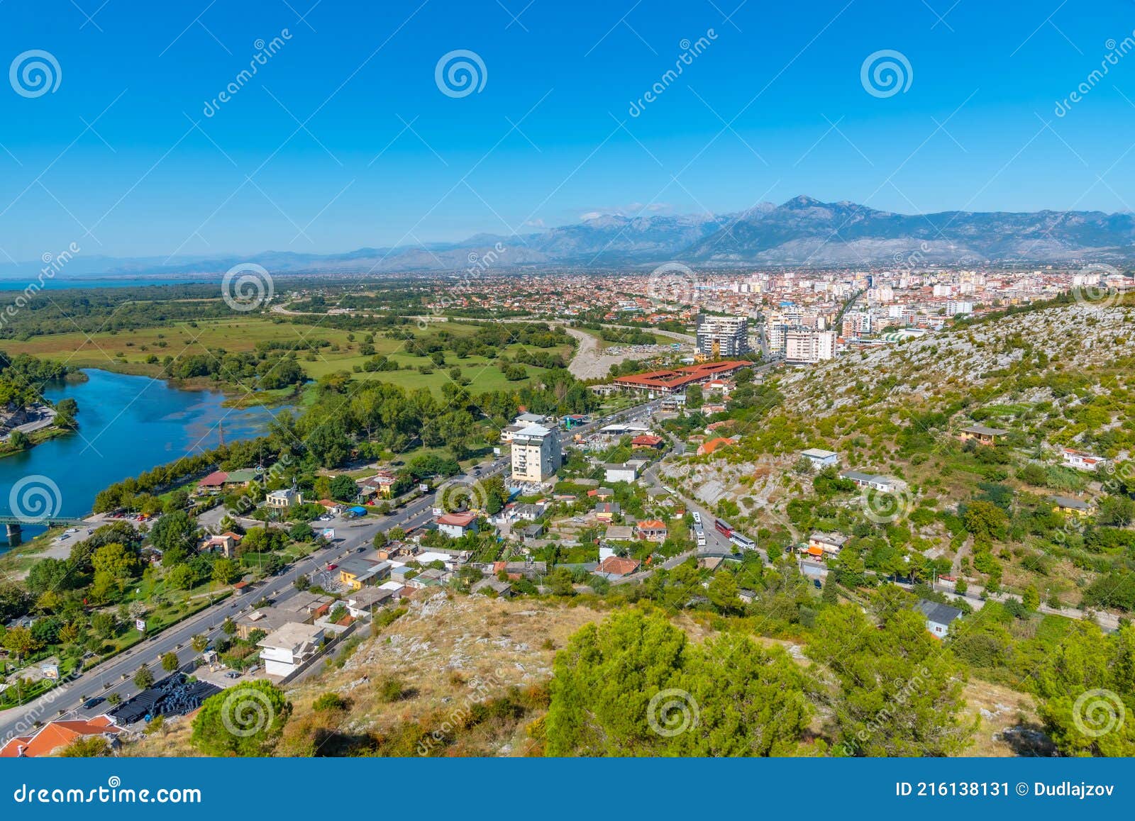 Aerial View of Shkoder from Rozafa Castle in Albania Stock Image ...