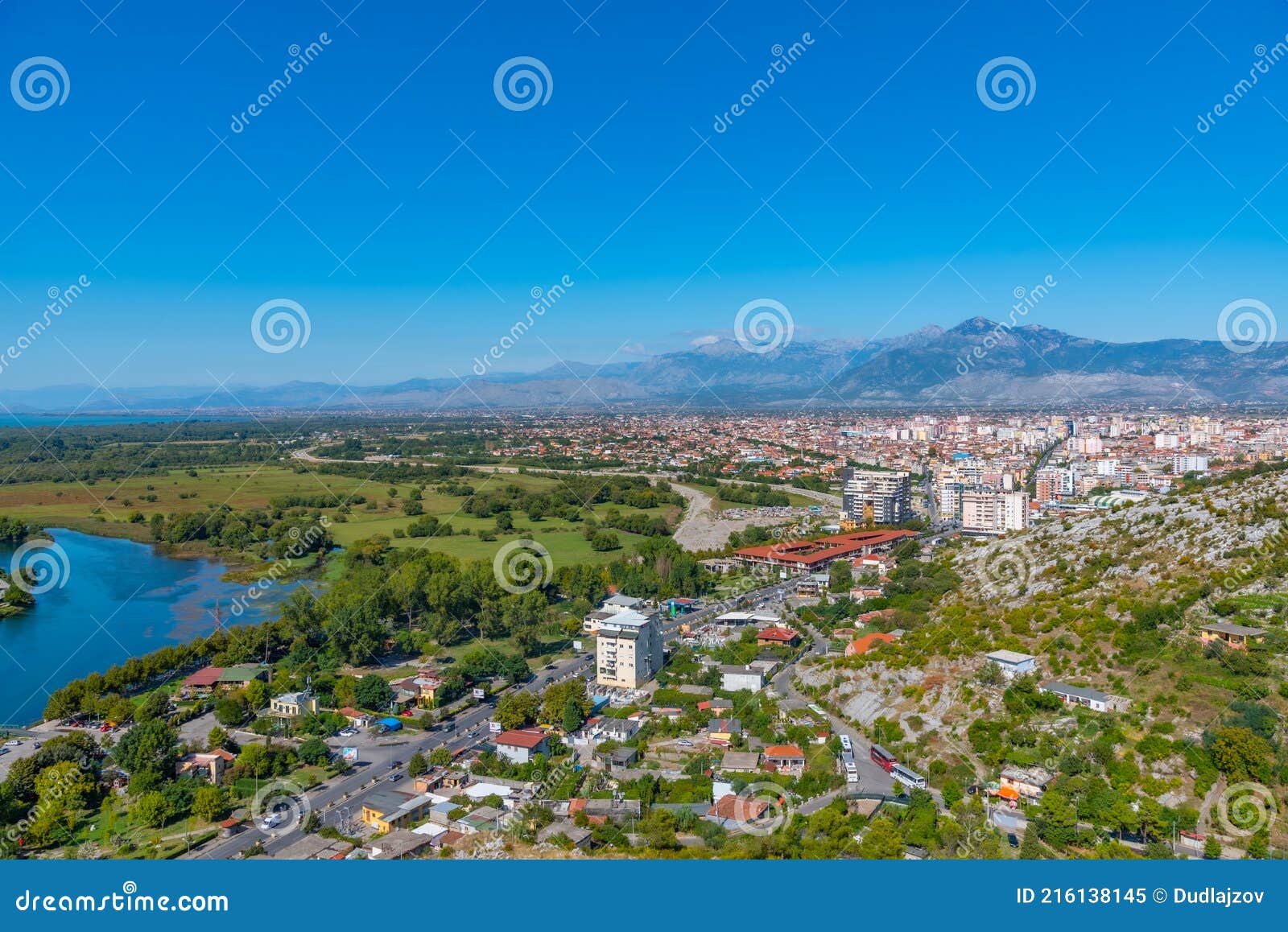 Aerial View of Shkoder from Rozafa Castle in Albania Stock Image ...
