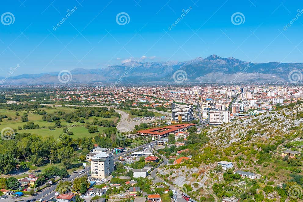 Aerial View of Shkoder from Rozafa Castle in Albania Stock Photo ...