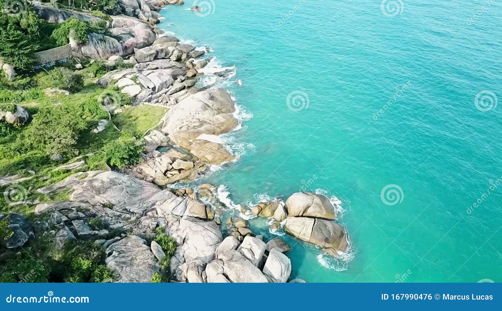 Aerial View of Shore Rocks and Sea Waves Stock Footage - Video of ...