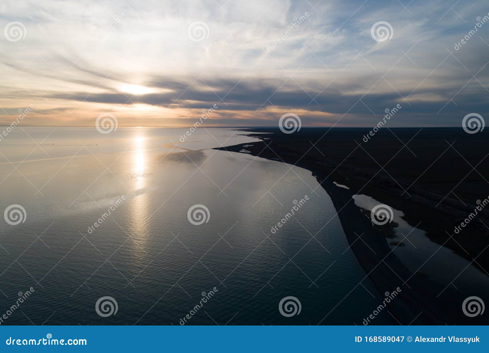 Aerial View of the Shoreline of the Lake, View from Above Stock Image ...