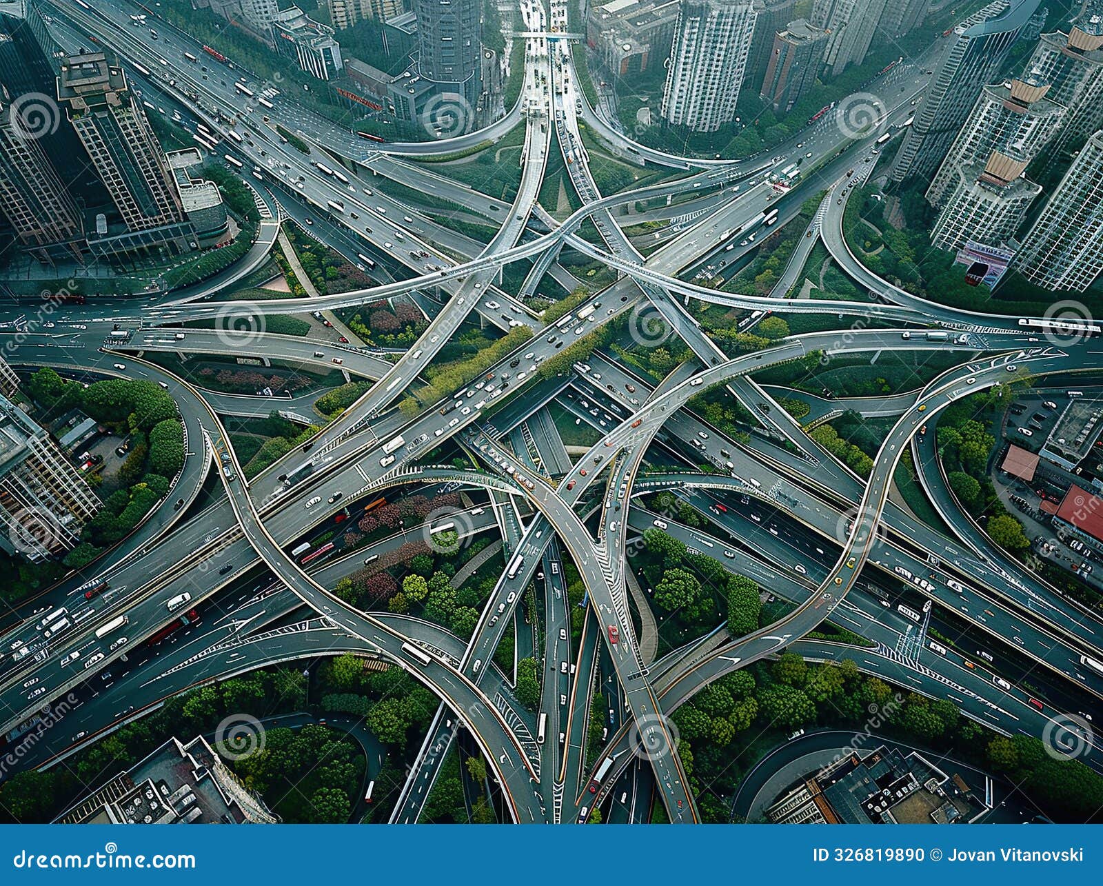 Aerial View of Intricate Highway Intersection in a Modern City Stock ...