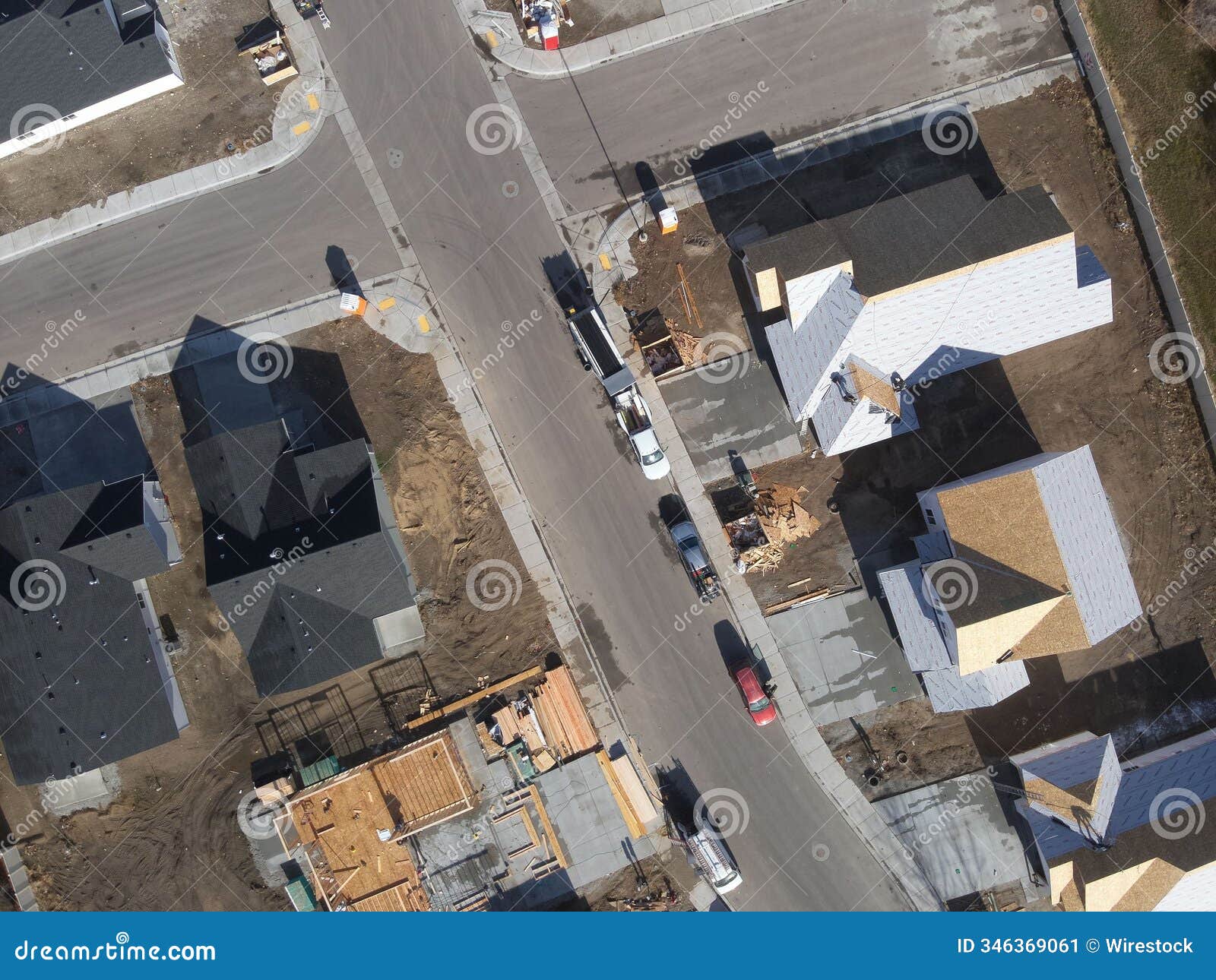 Aerial View Showcasing the Construction Progress of a Local Subdivision ...