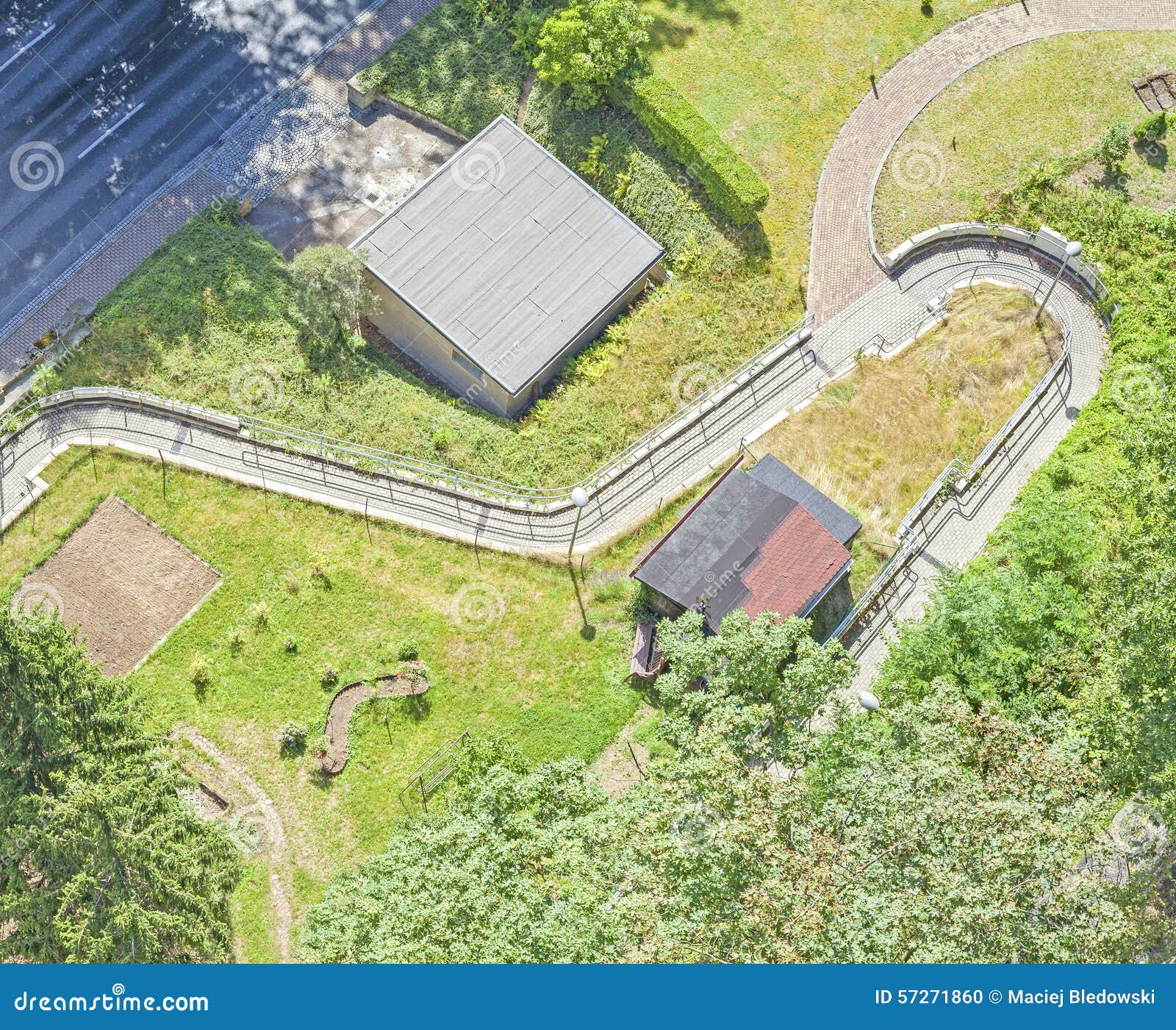 Aerial View of a Sidewalk in a Park. Stock Photo - Image of pavement ...