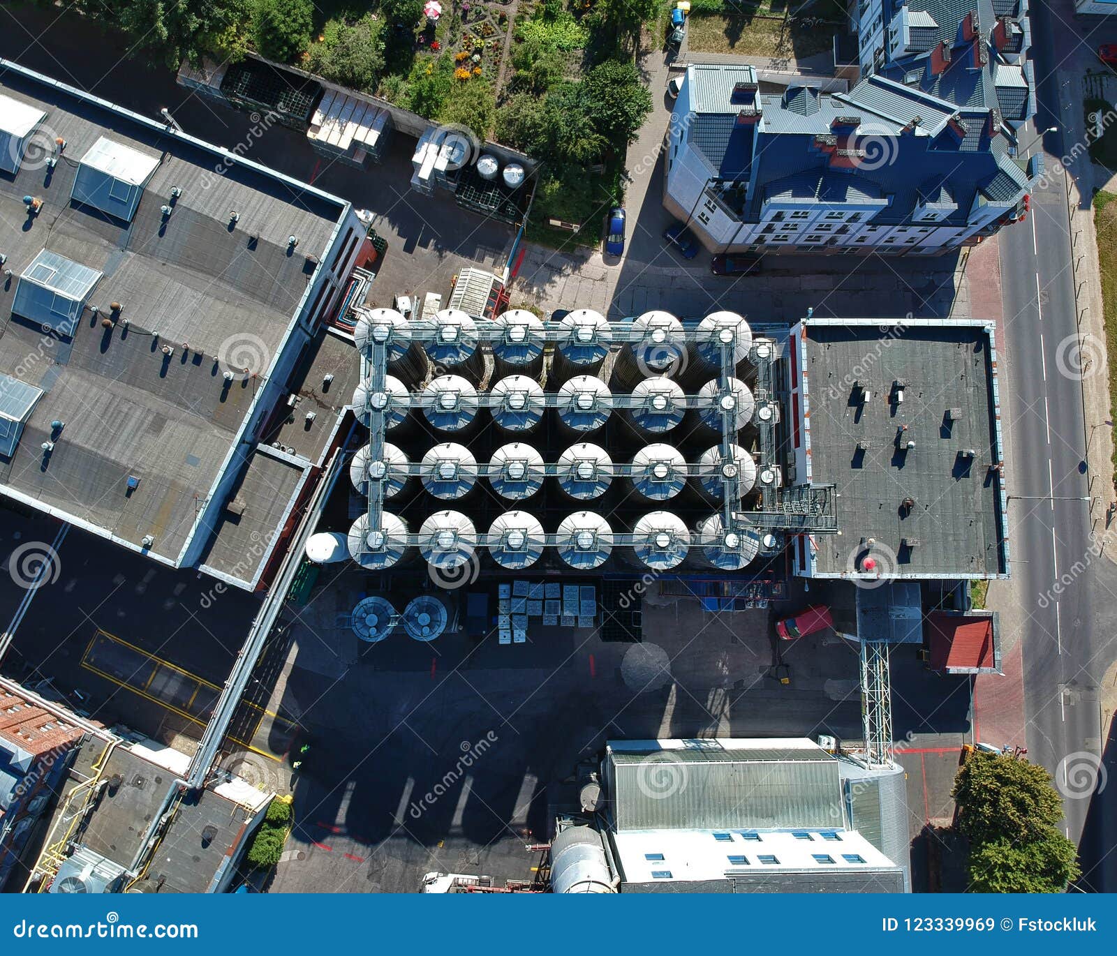 Aerial View on Silo Tank Containers in the Centre of City Stock Image ...