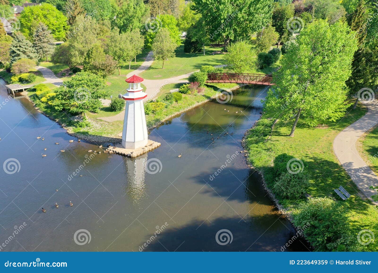 Aerial View of Simcoe Lighthouse in Simcoe, Ontario, Canada Stock Image ...