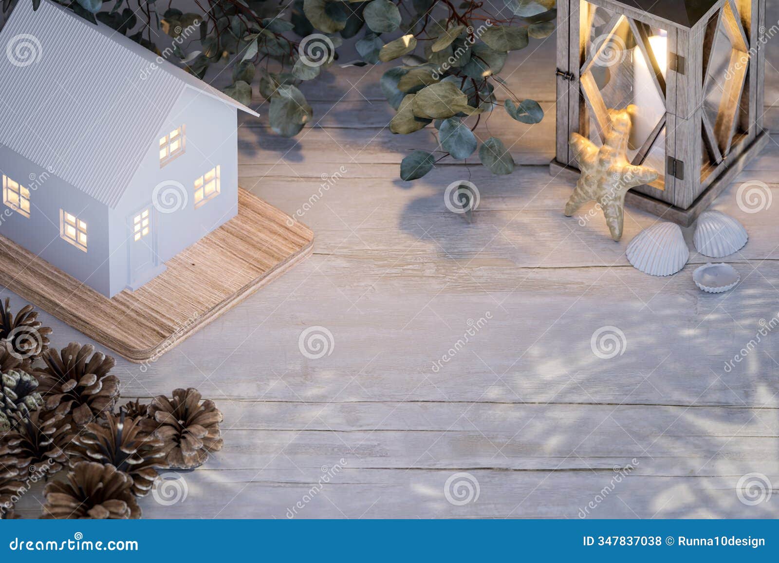 Aerial View of Simple Style White Tiny House Architecture Model on ...