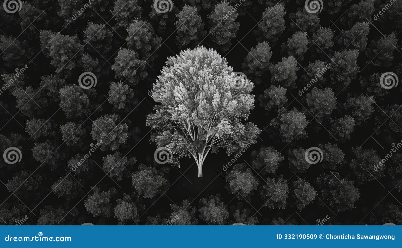 An Aerial View of a Single, Bright Tree Standing Out Against a Backdrop ...