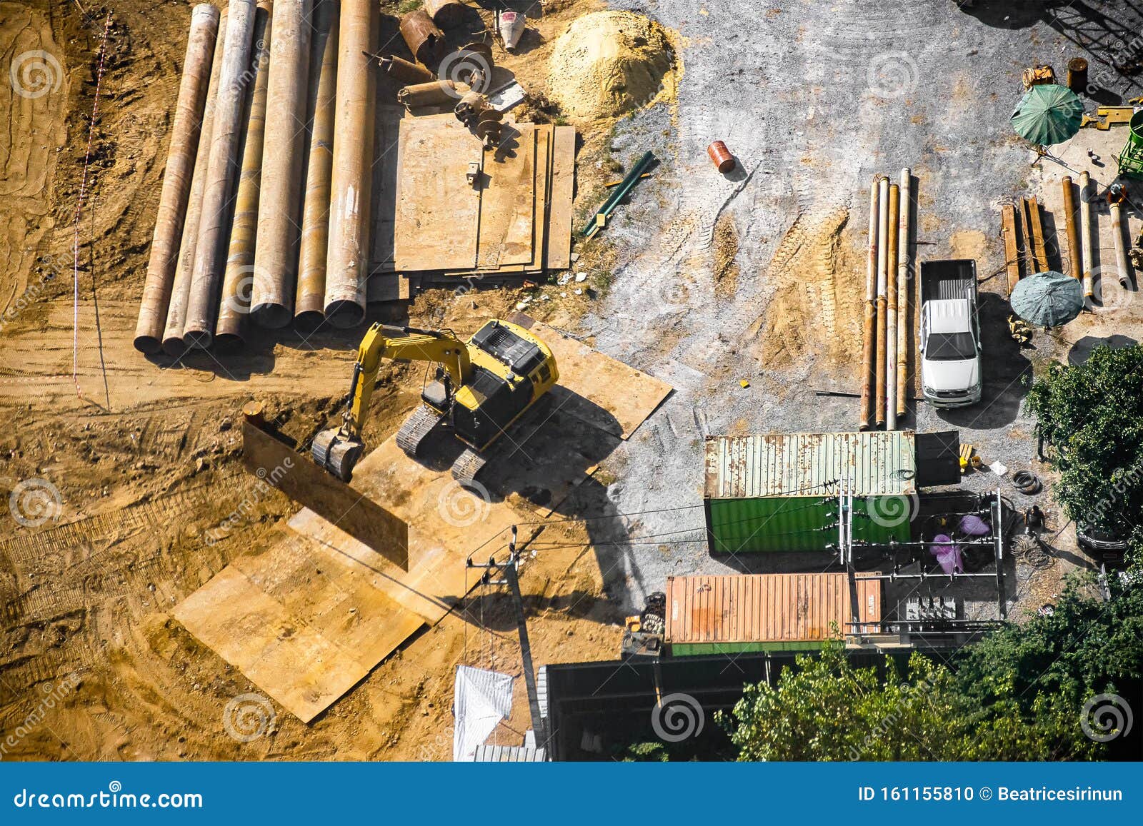 Aerial View of Site Preparation and Construction in Progress. Stock ...