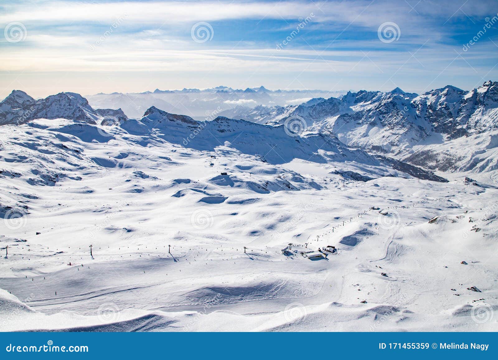 Aerial View of Ski Slopes in the Swiss Alps Stock Image - Image of area ...