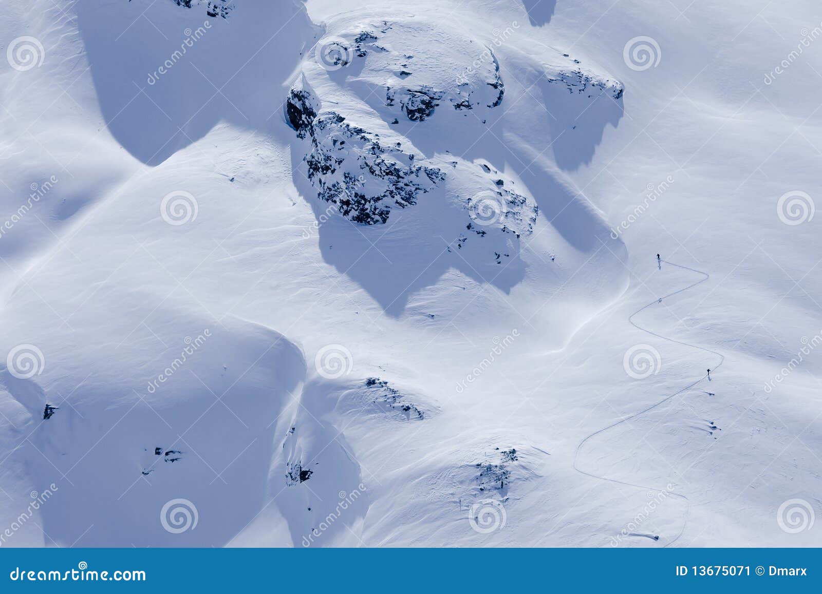 Aerial View of Skiers on a Mountaintop Stock Image - Image of mountain ...