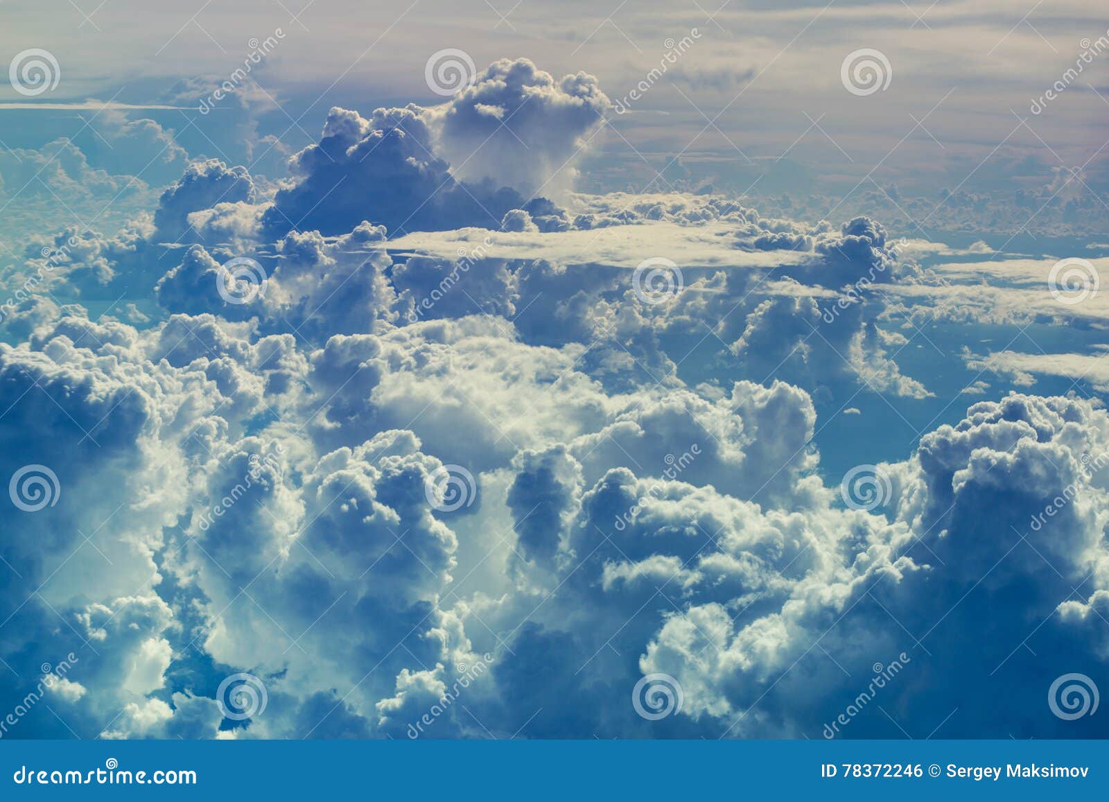 Aerial View through Sky Above the Clouds Abstract Background. Stock ...