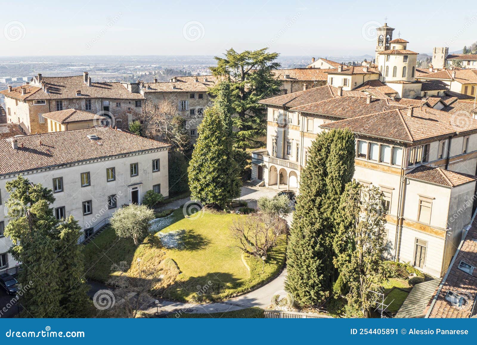 Aerial View of the Skyline of Bergamo Alta Stock Image - Image of ...