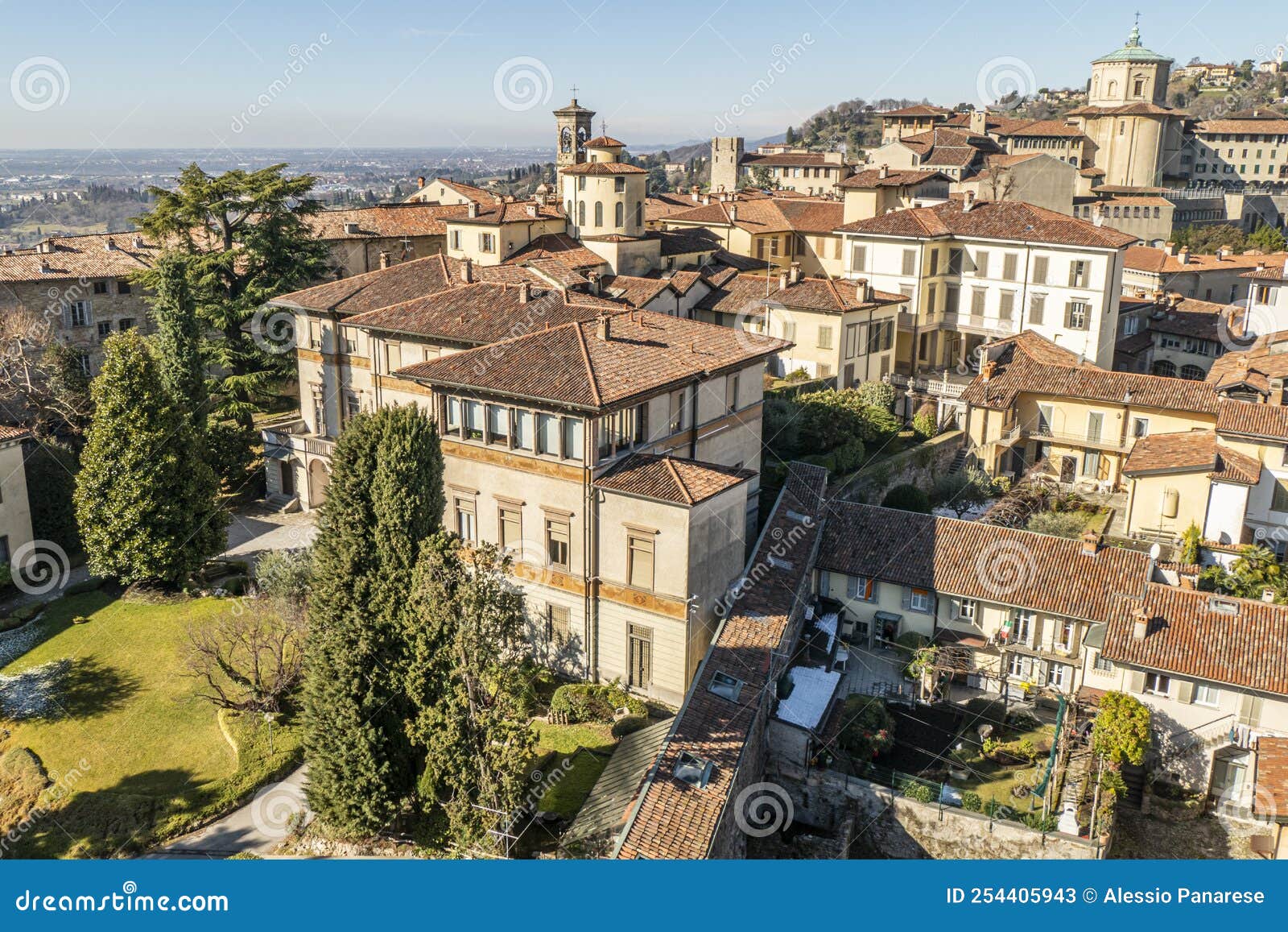 Aerial View of the Skyline of Bergamo Alta Stock Image - Image of ...