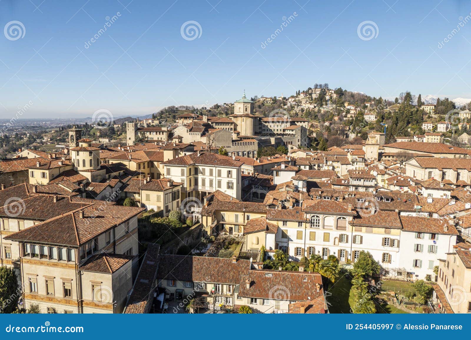 Aerial View of the Skyline of Bergamo Alta Stock Image - Image of ...