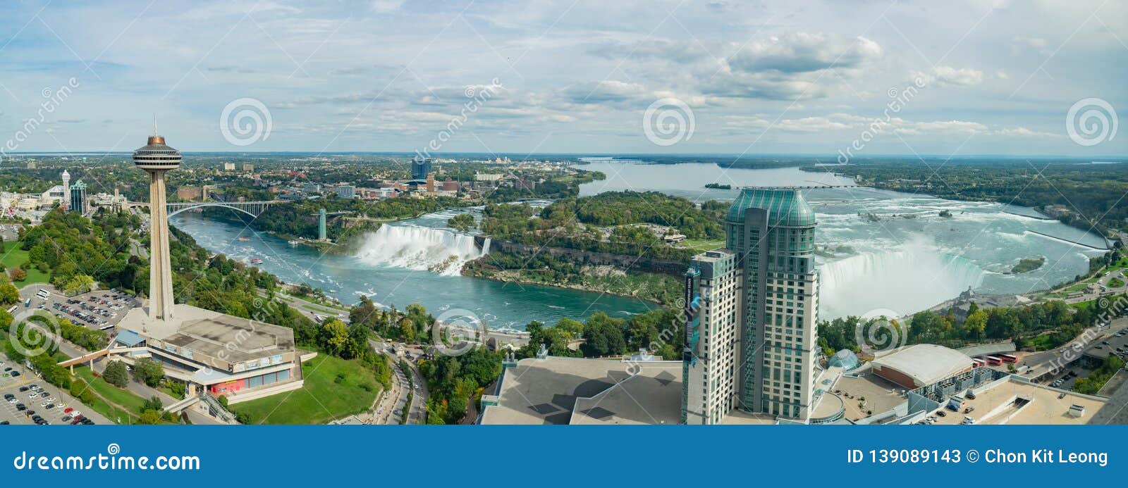 Aerial View of the Skylon Tower and the Beautiful Niagara Falls Stock ...