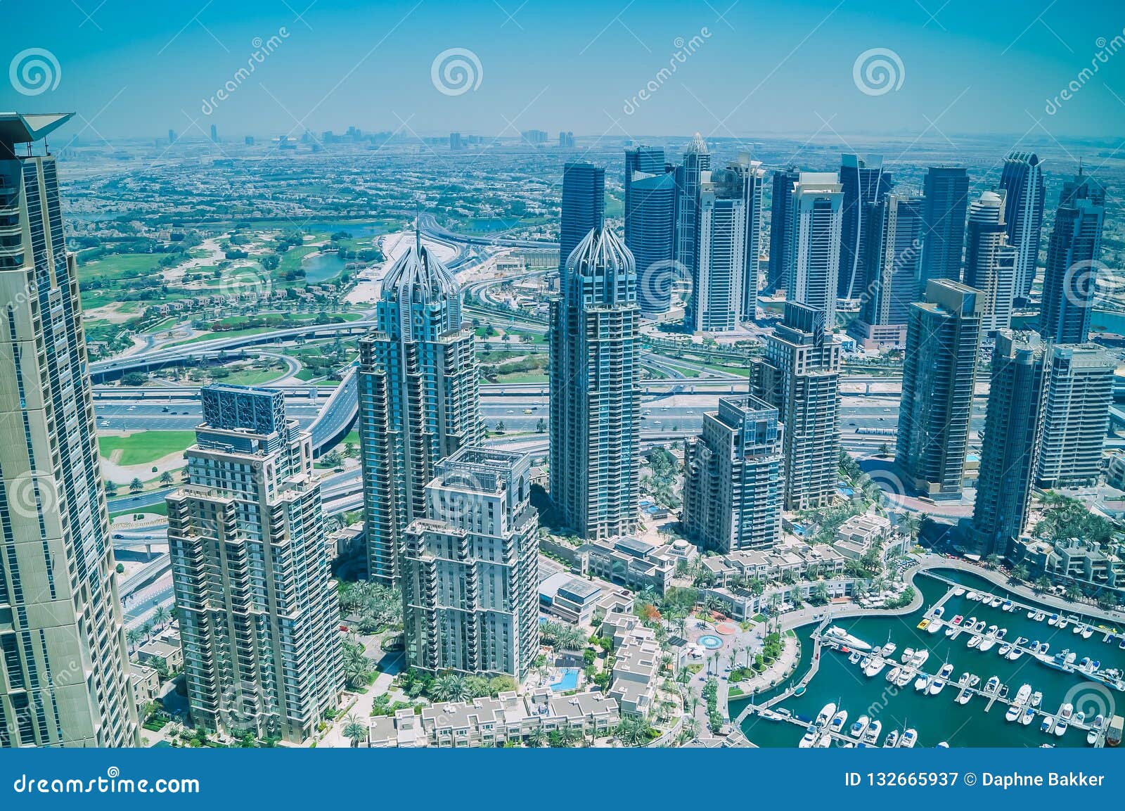 Aerial View of Skyscrapers and Dubai Marina. Stock Image - Image of ...