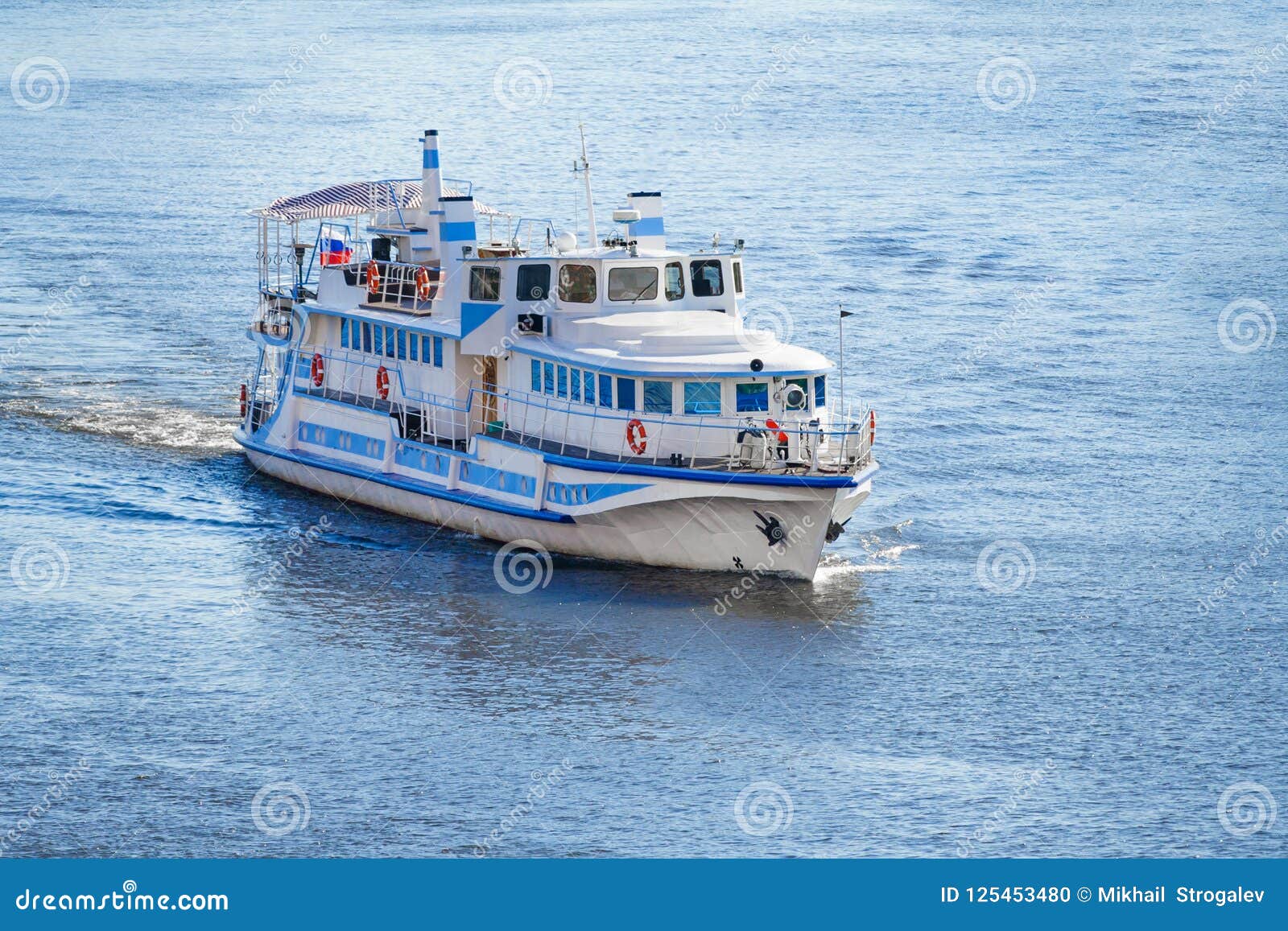 Small Cruise Ship on the Blue Water Stock Photo - Image of tourism ...